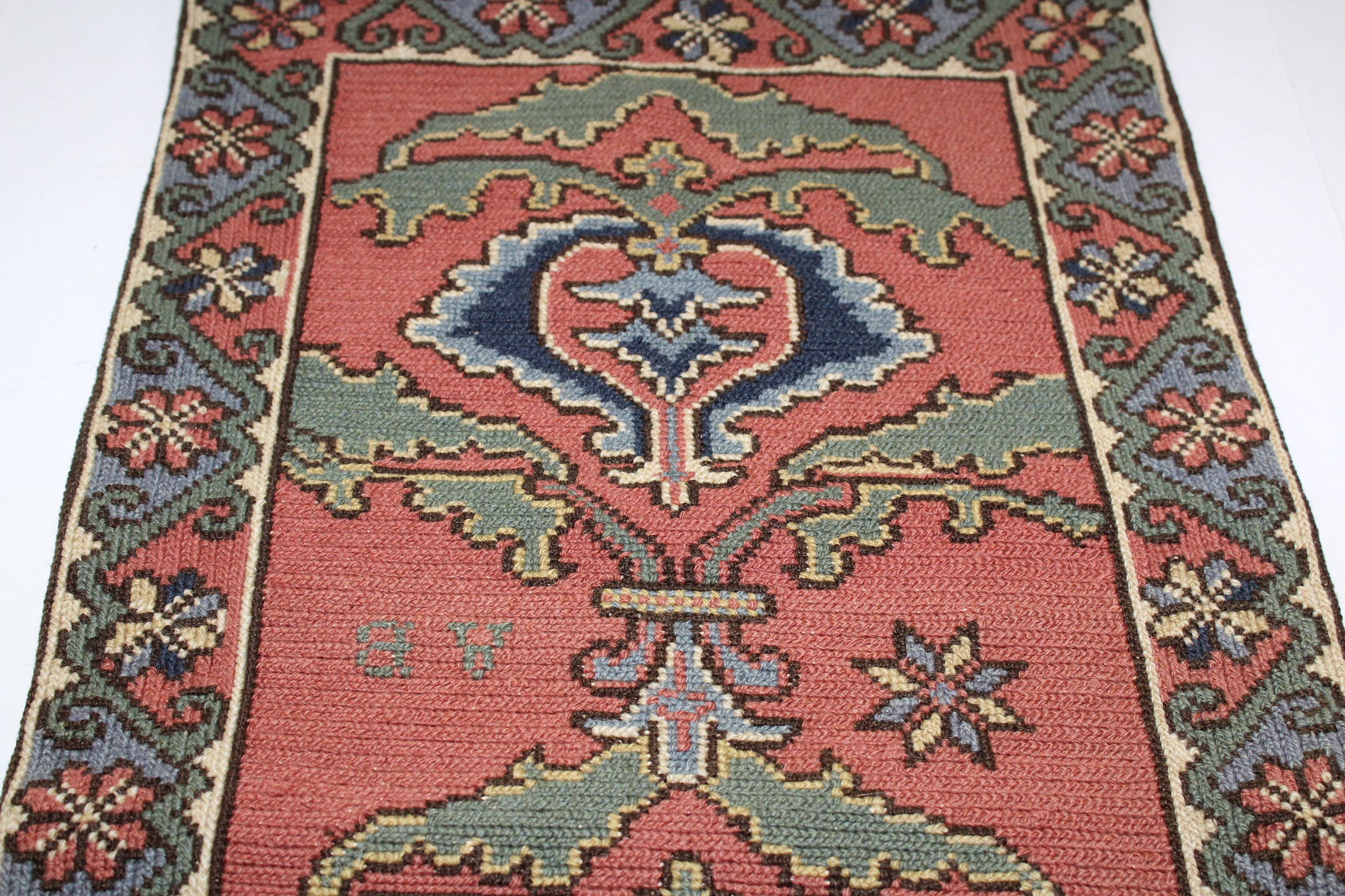 Vintage Norwegian Wool Table Runner Tapestry Scandinavian Folk Art