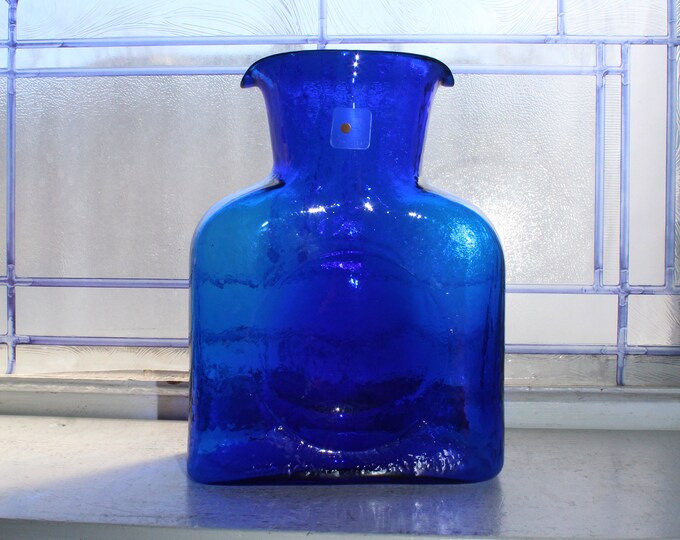Vintage Blenko Cobalt Blue Carafe Double Spout - Etsy