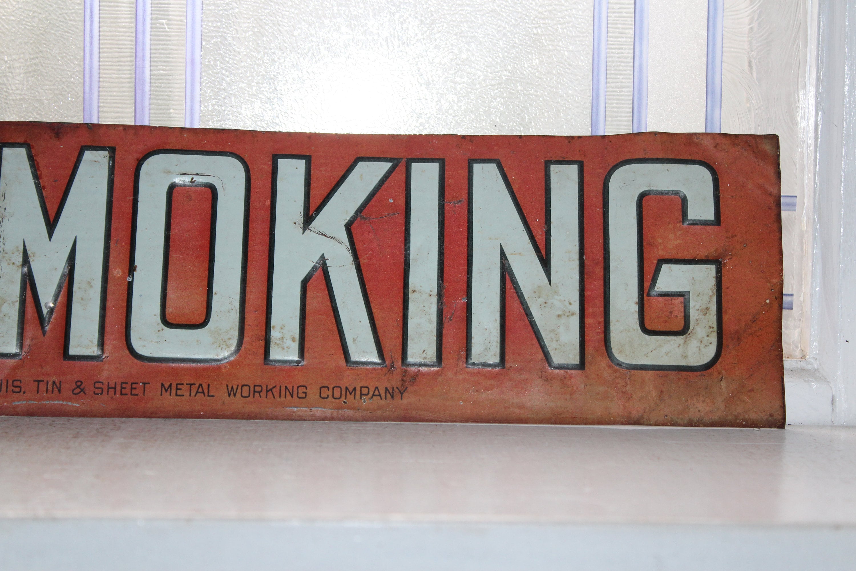 Antique Tin Sign No Smoking Circa 1910s