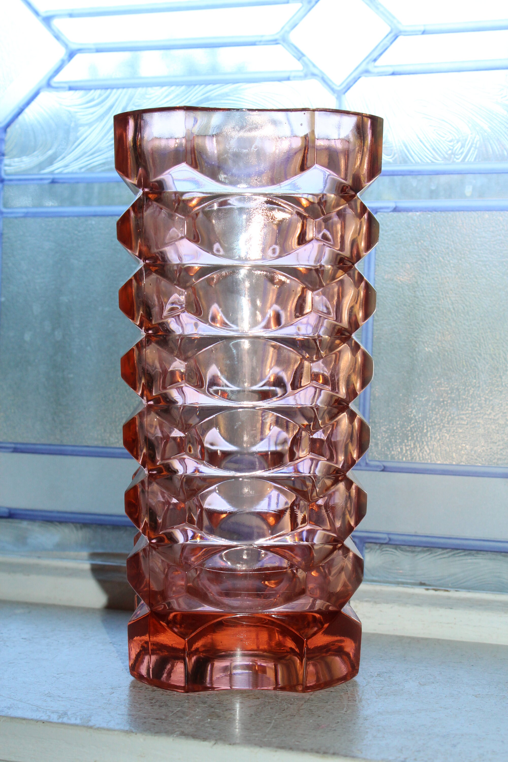 Large Pink Glass Vase Luminarc France