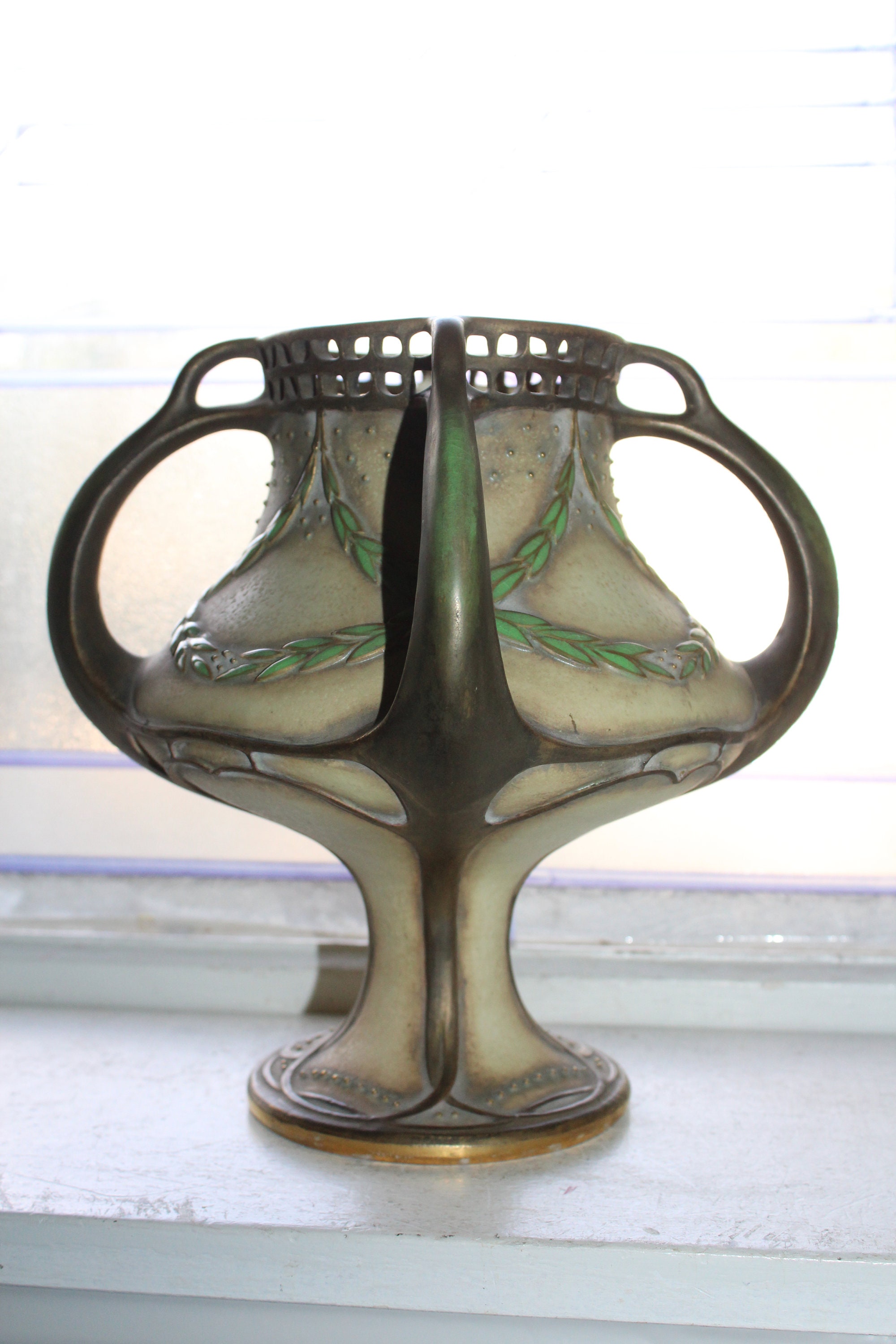 Reserved for James Art Nouveau Turn Teplitz Amphora Pottery Vase 4 ...