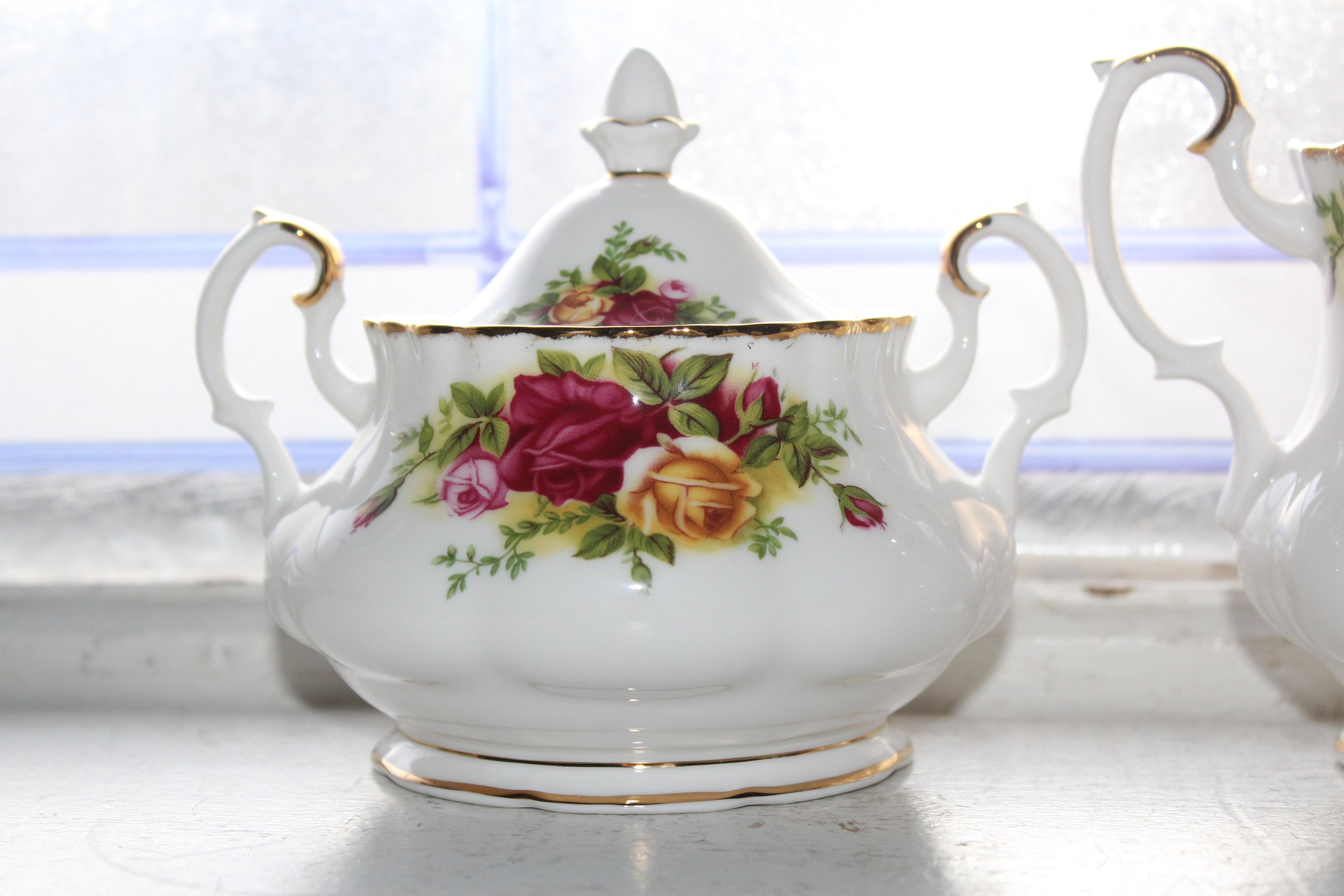 Royal Albert Old Country Roses Creamer and Sugar Bowl