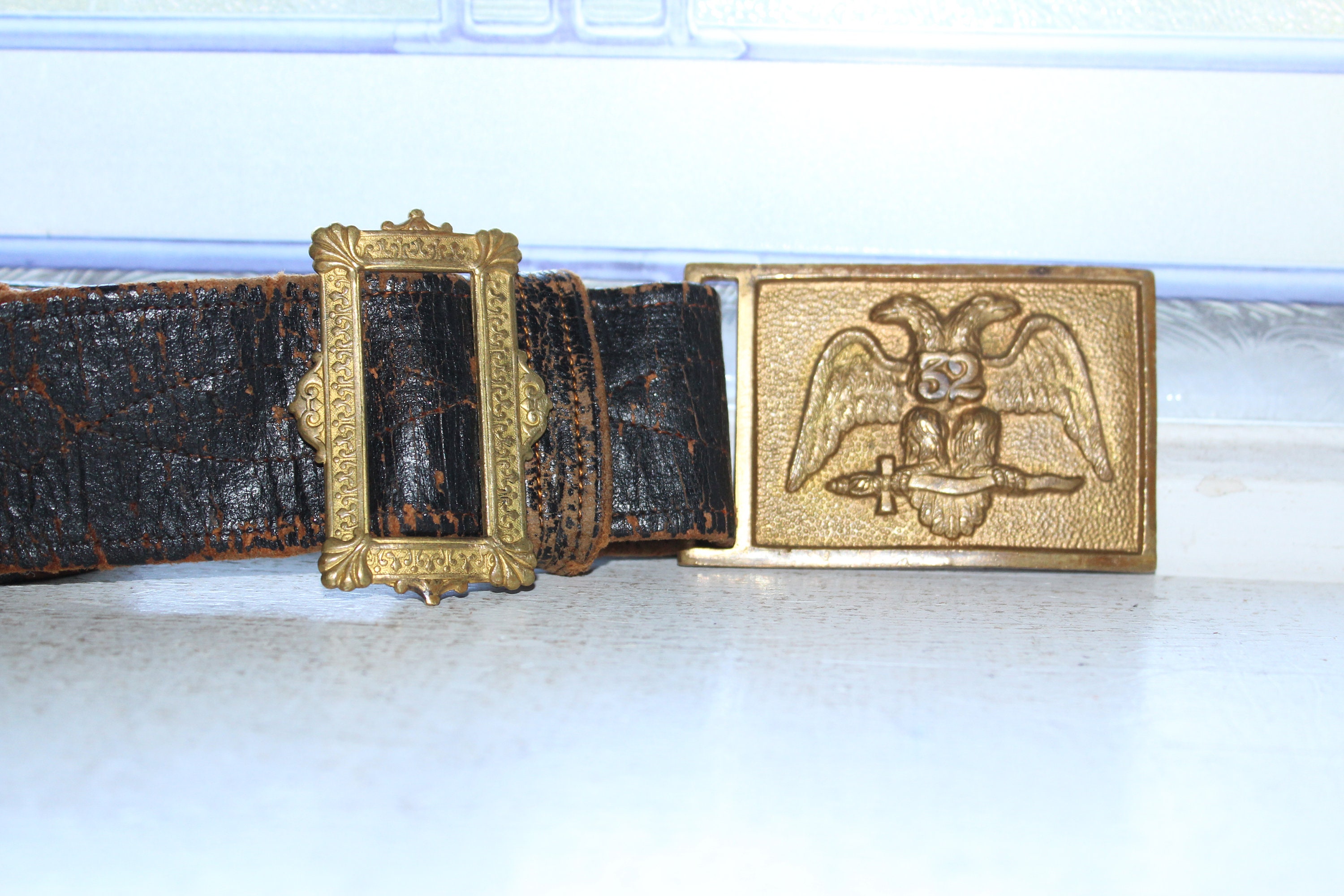 Antique Masonic Belt 32nd Level Mason Fraternal