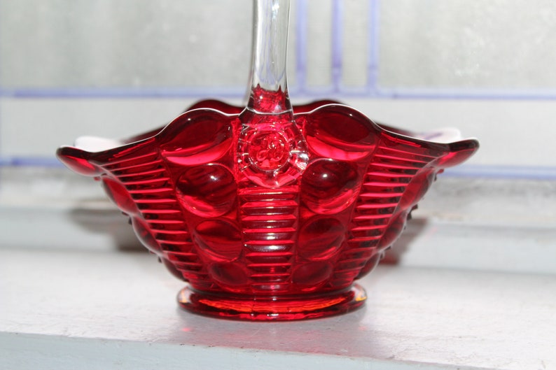 Vintage Ruby Red Art Glass Basket by Jim Dunlavy - Etsy
