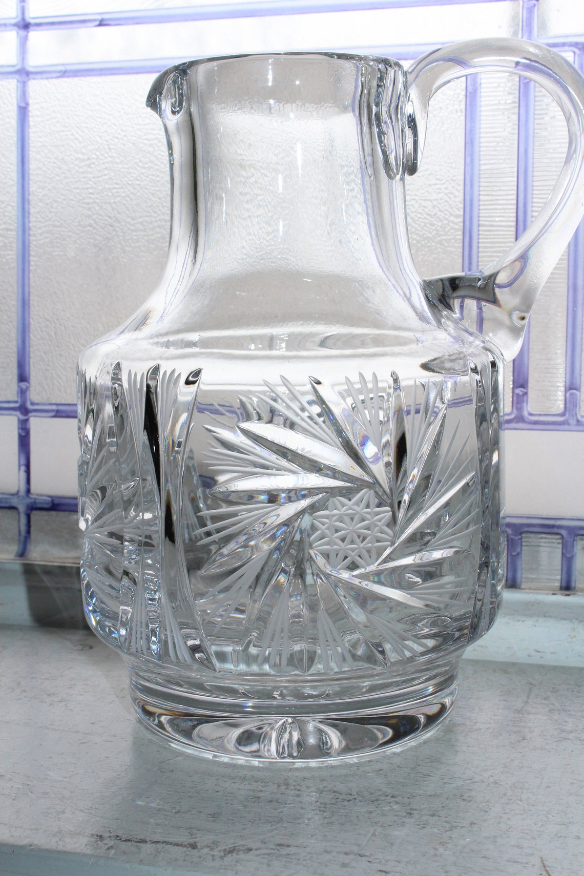 Elegant Cut Crystal Pitcher Vintage Tableware - Etsy