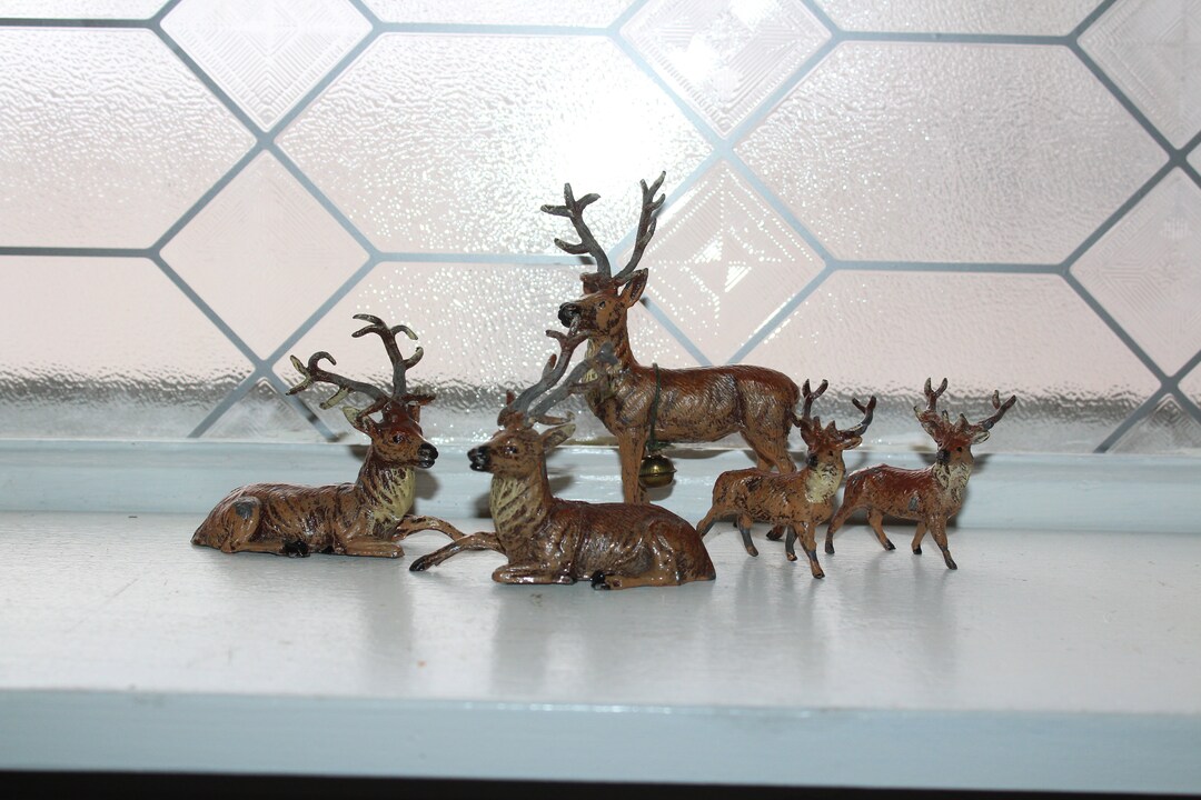 5 Antique German Lead Reindeer Figurines Christmas Decor - Etsy