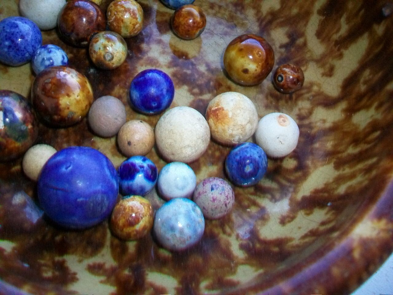 29 Bennington Pottery and Clay Marbles Antique Late 1800s