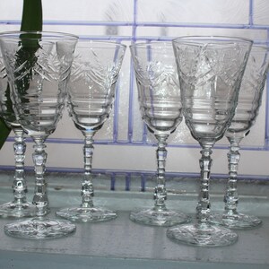 6 Vintage Art Deco Cut Crystal Wine Glasses - Etsy