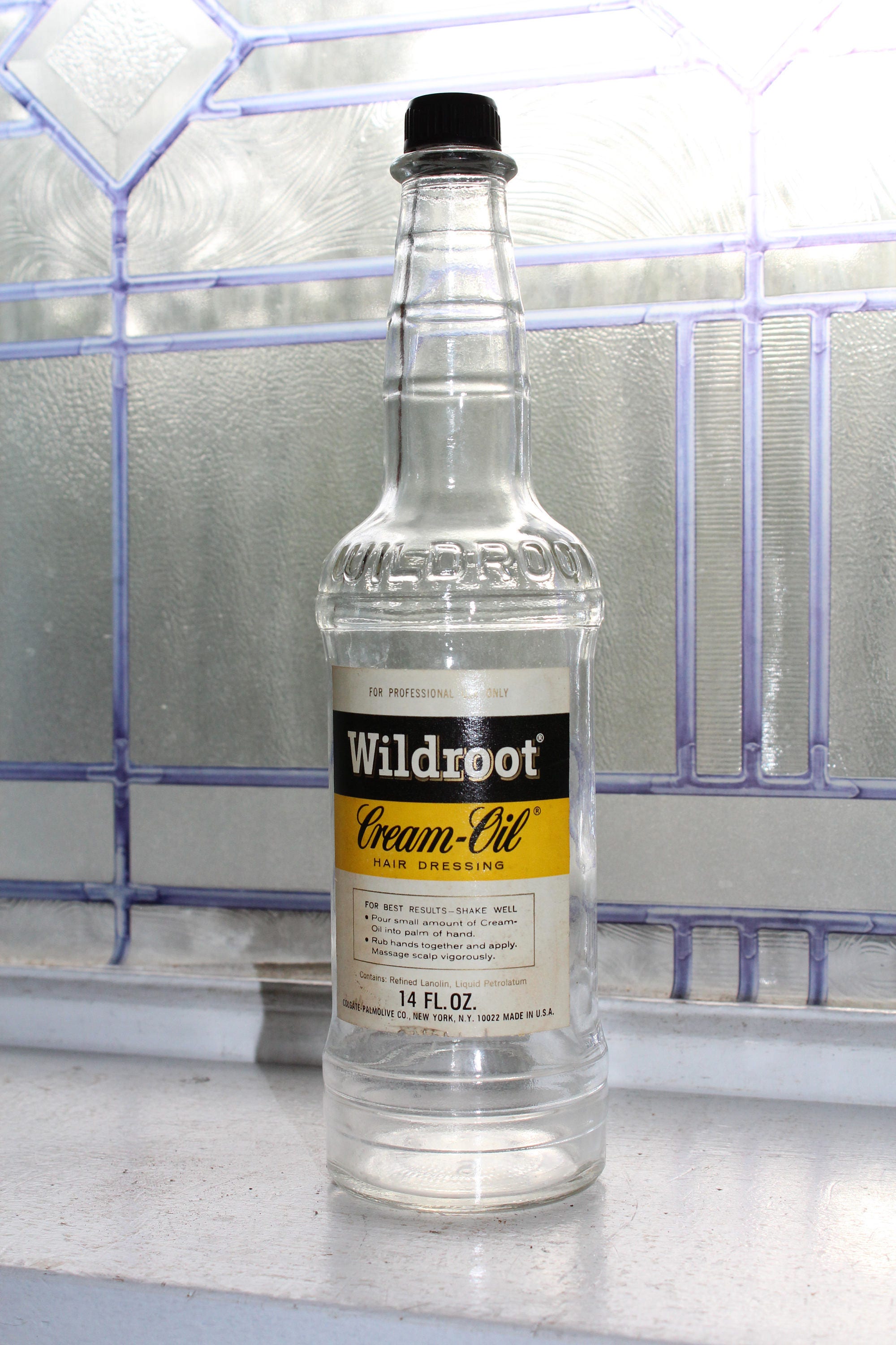 Vintage Wildroot Cream Oil Hair Dressing Bottle Barber Shop