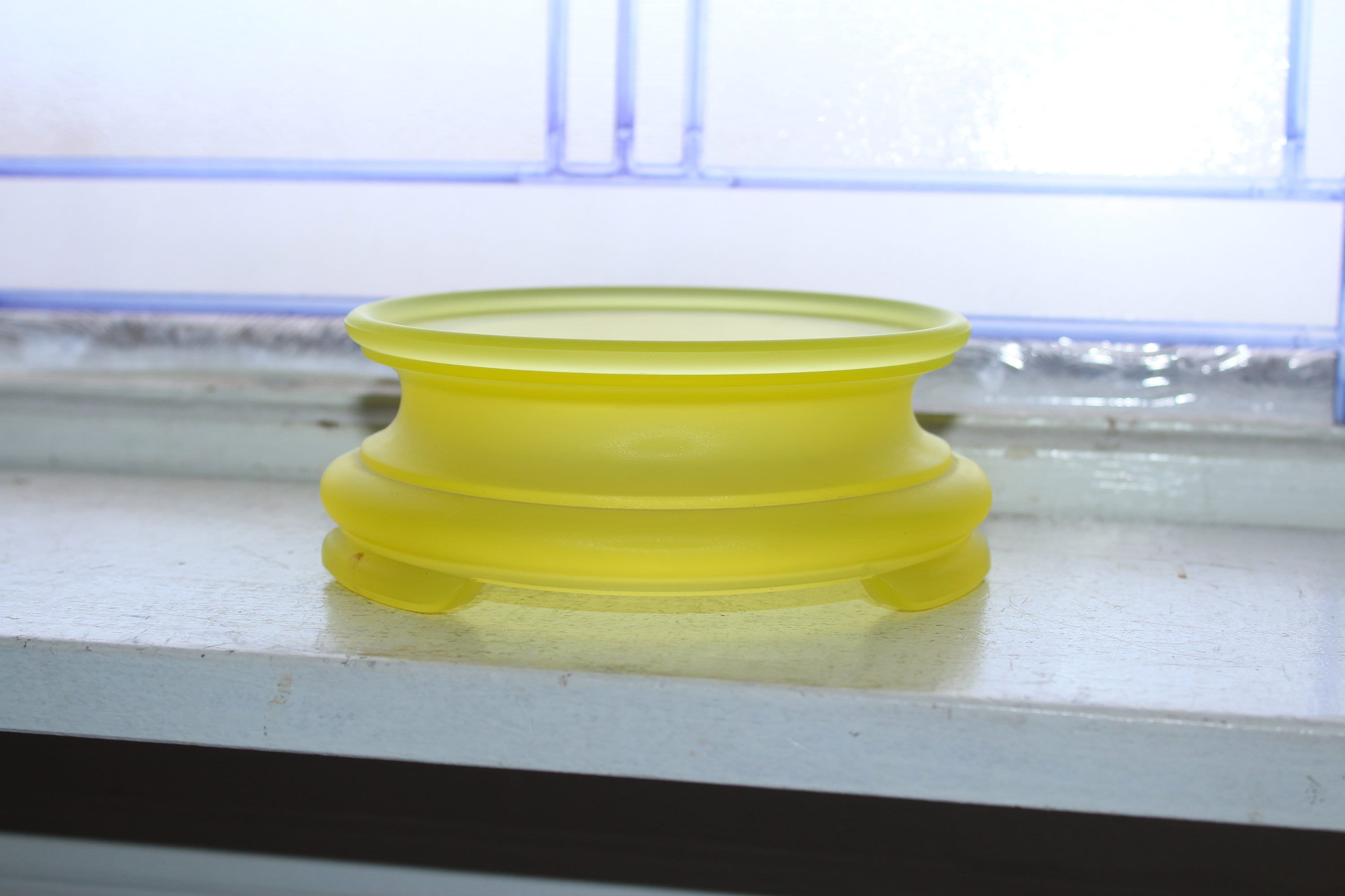 Vintage Tiffin Vaseline Uranium Glass Stand Planter Vase Base 1930s