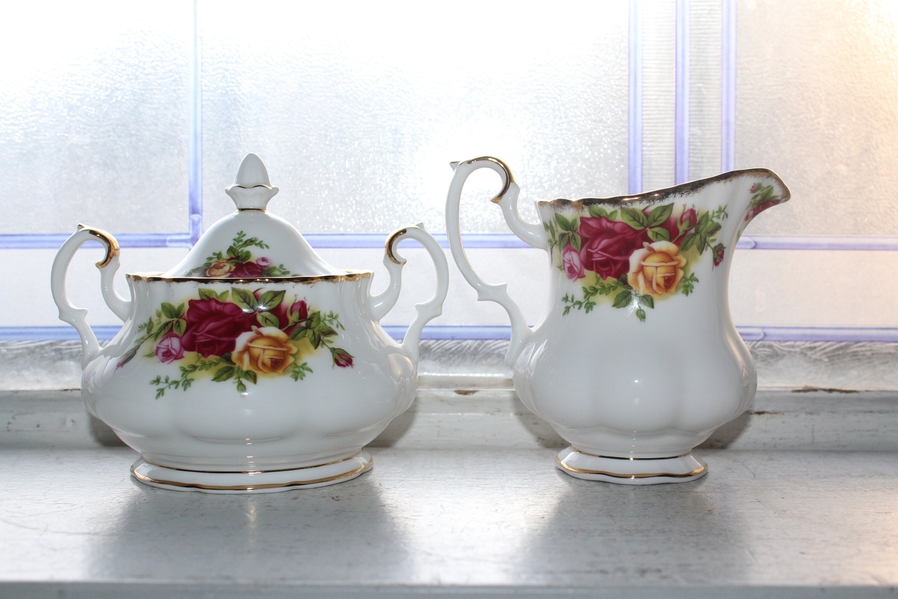 Royal Albert Old Country Roses Creamer and Sugar Bowl