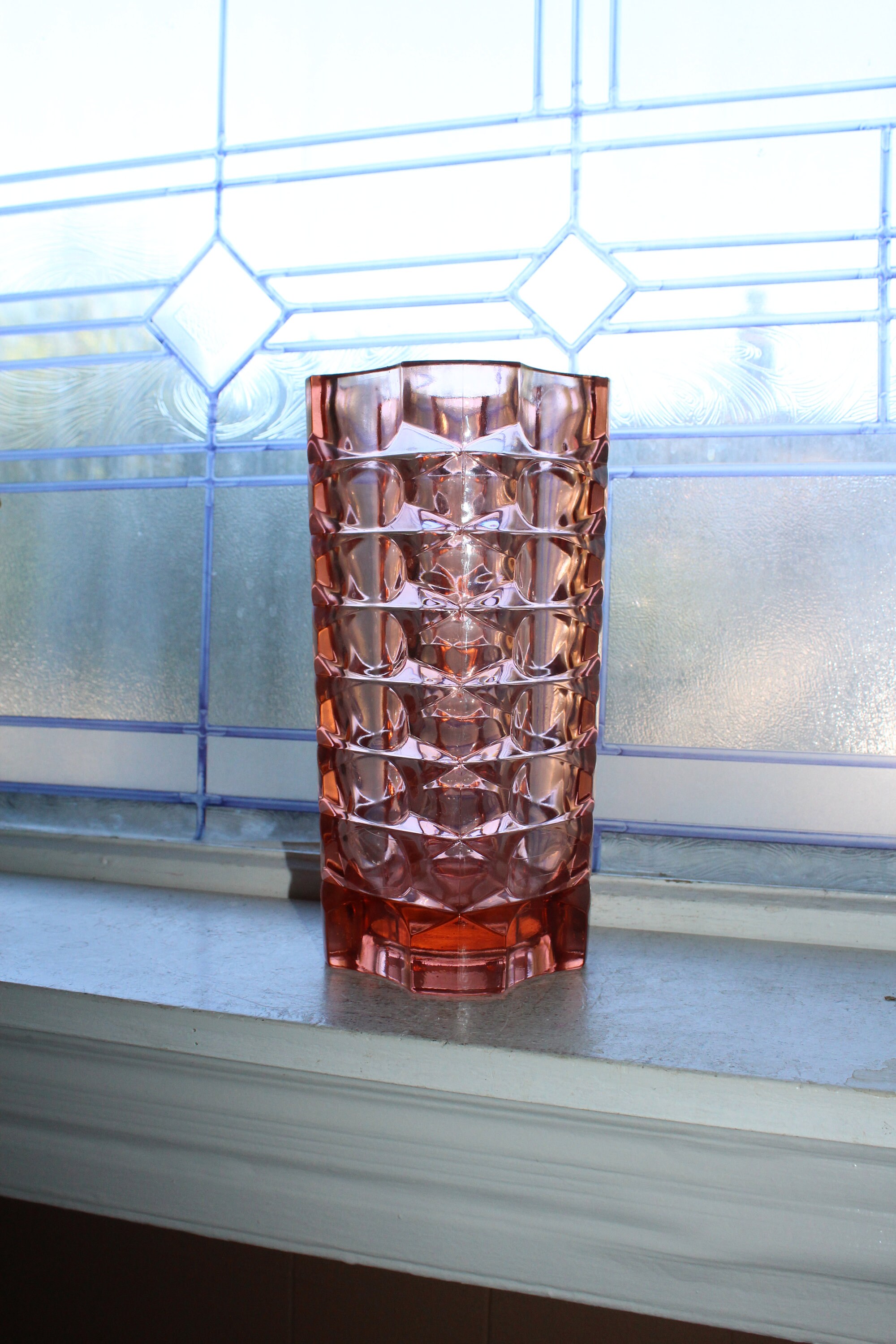 Large Pink Glass Vase Luminarc France