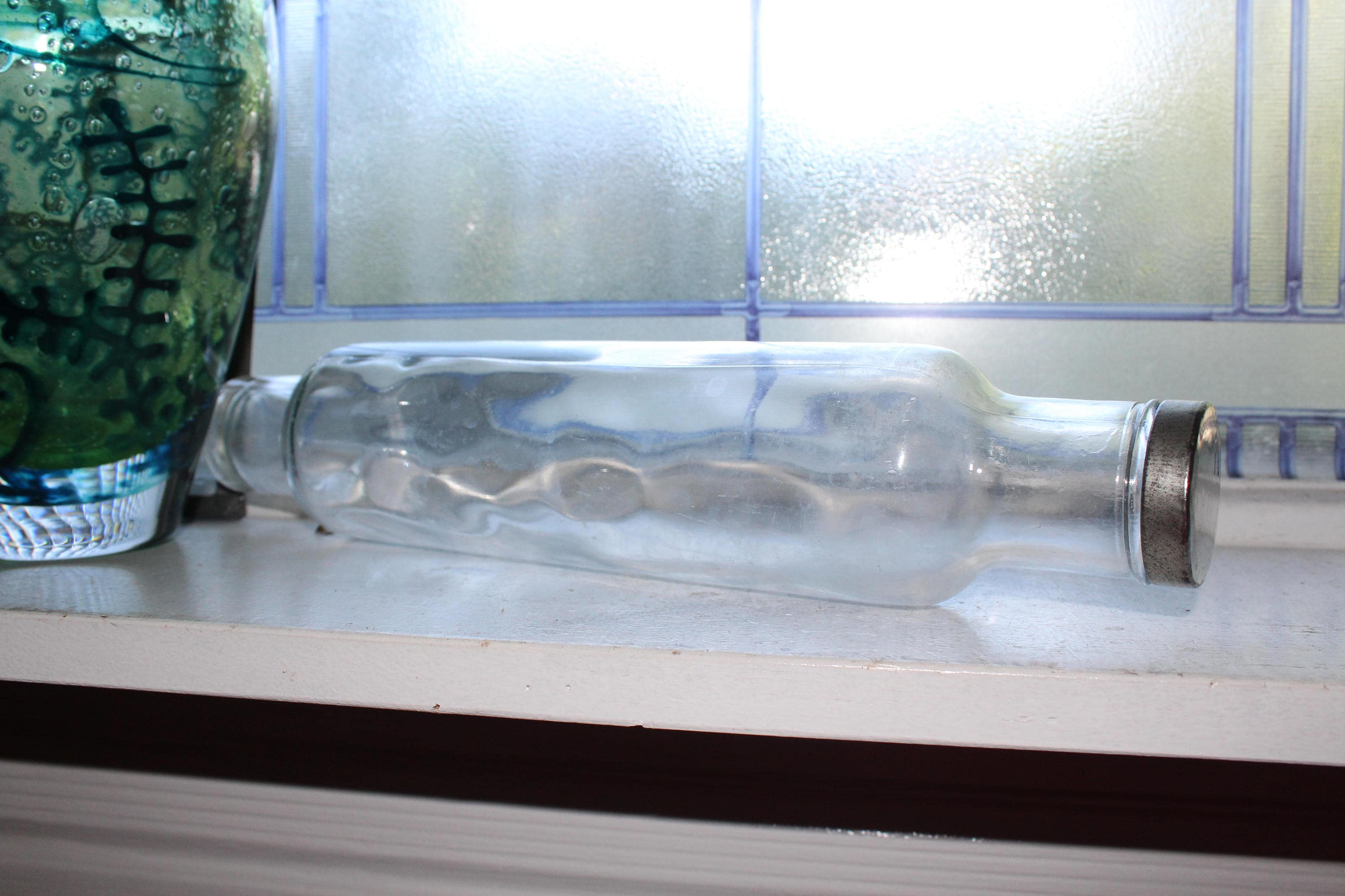 Vintage Glass Rolling Pin Roll Rite with Screw On Cap