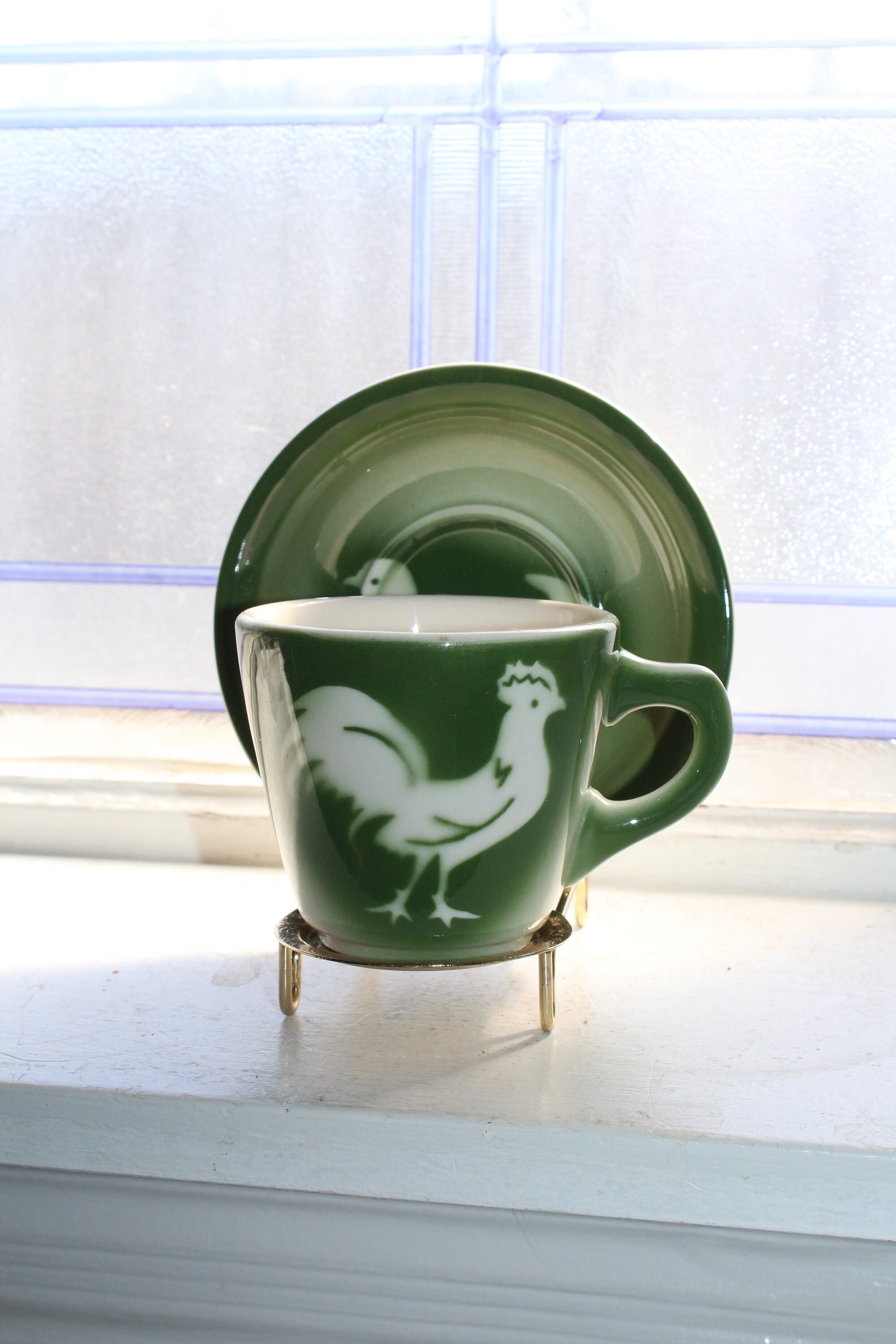 Vintage Restaurant Ware Rooster Cup & Saucer Country Hen House Syracuse ...