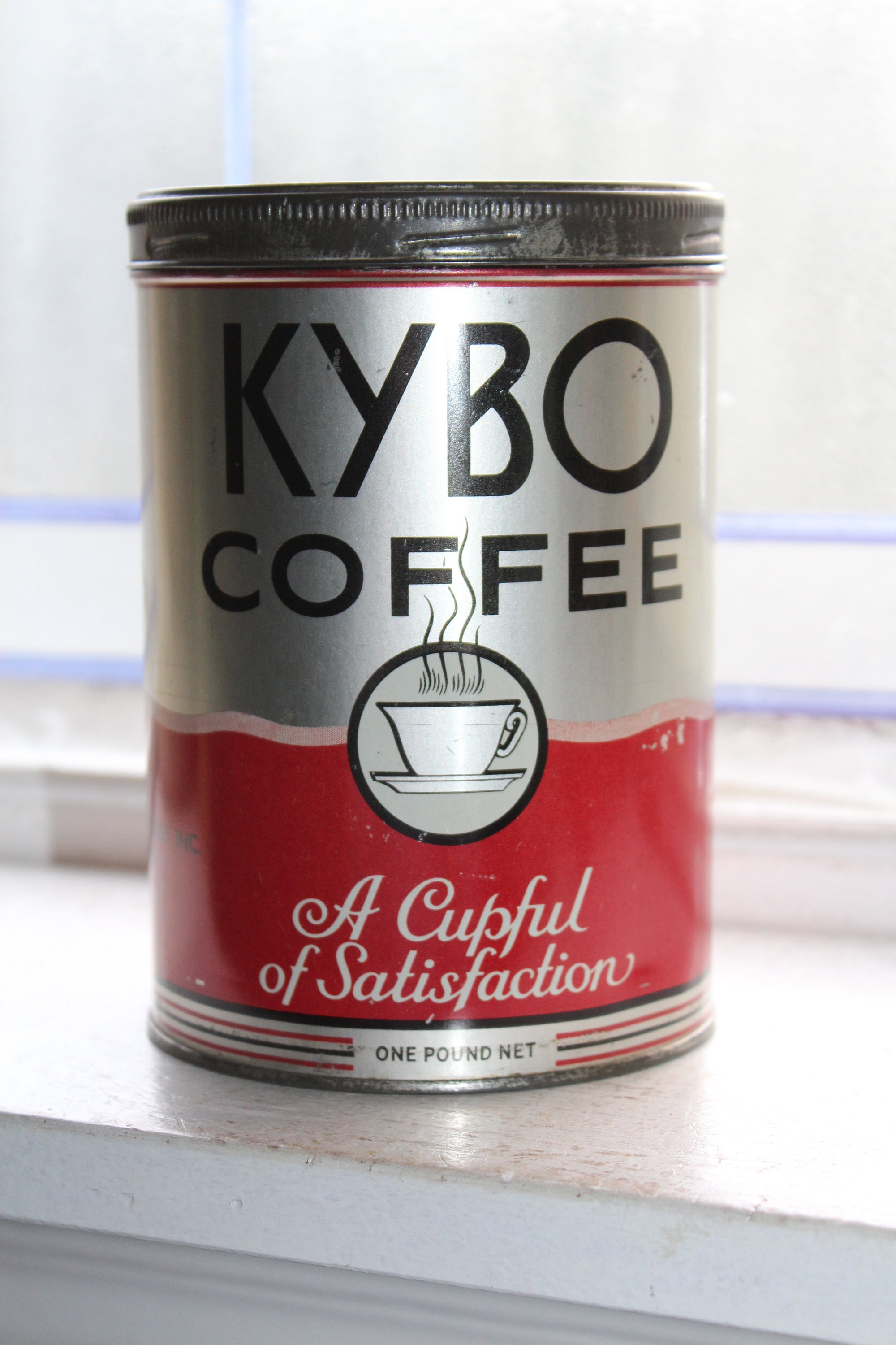 Vintage Kybo Coffee Tin Can Kitchen Decor