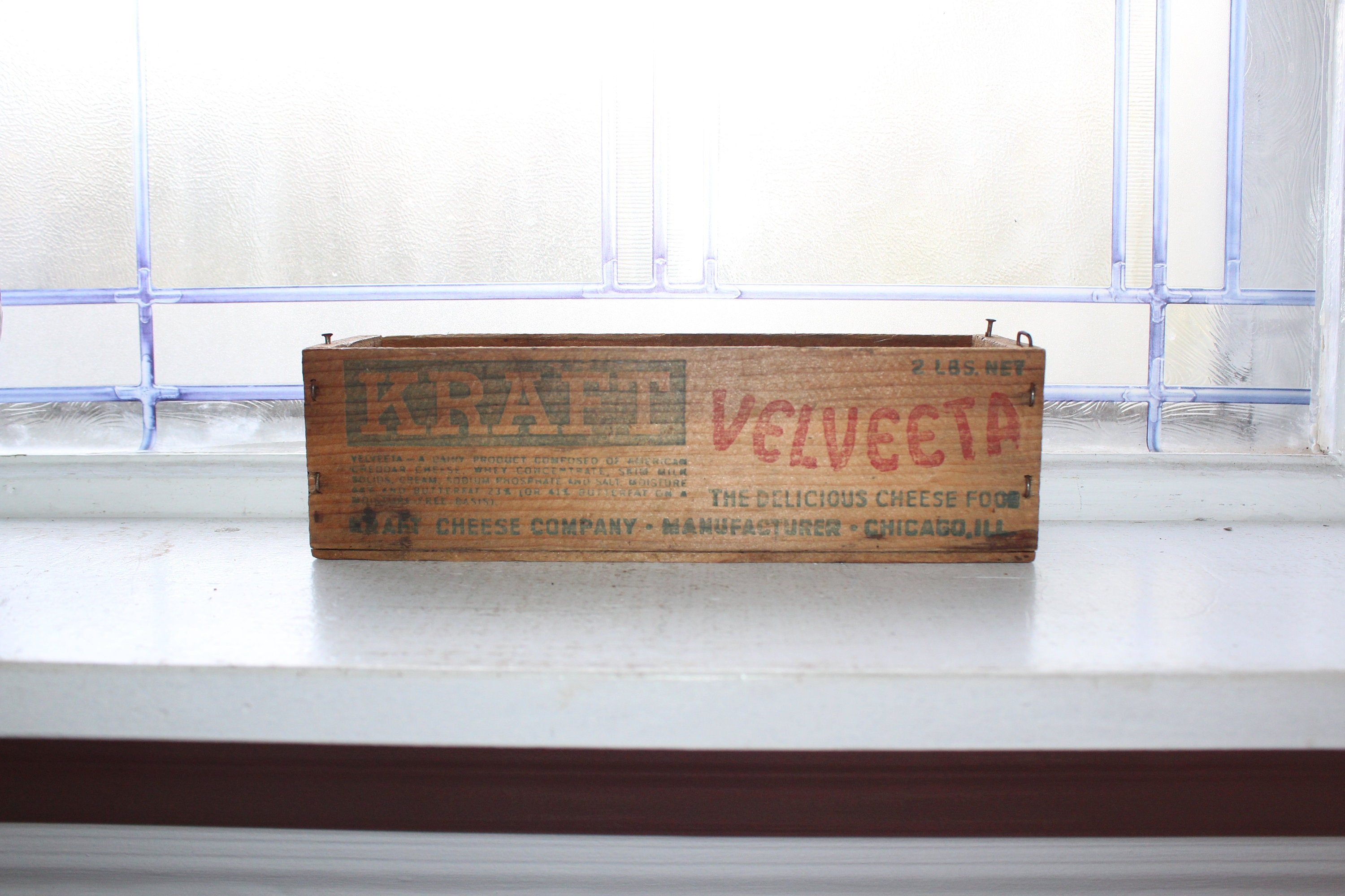 Vintage Wood Cheese Box Kraft Velveeta Brand