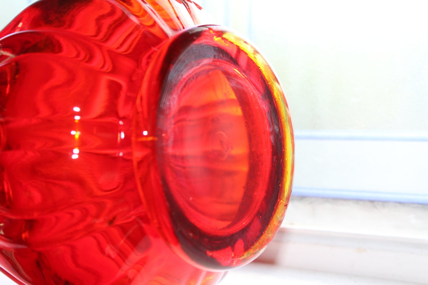 Large Vintage 1960s Red Amberina Vase 27 L E Smith Mid Century Modern ...