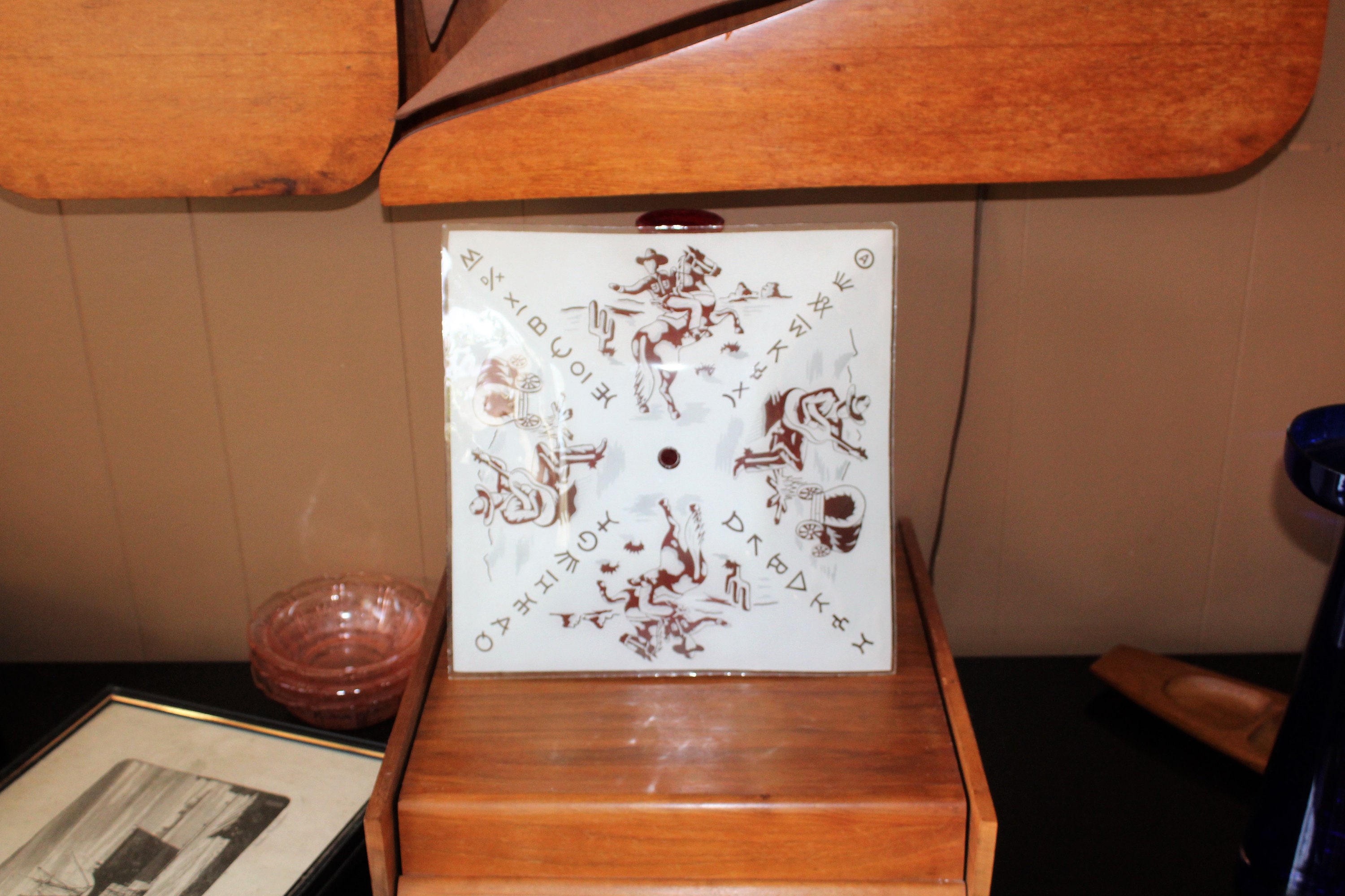Cowboy Mid Century Glass Ceiling Light Shade Country Western