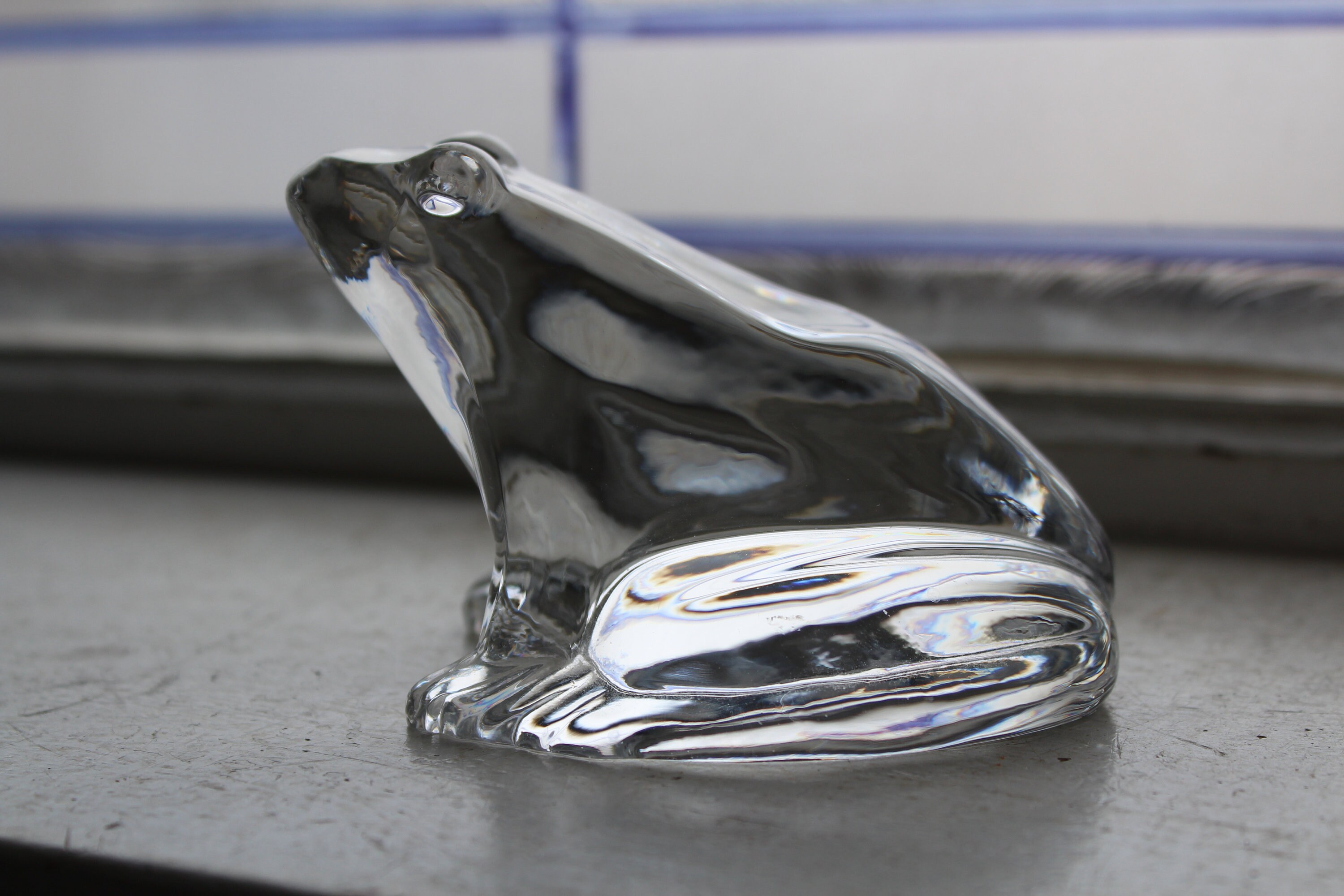 Baccarat Crystal Frog Figurine Paperweight Vintage Art Glass
