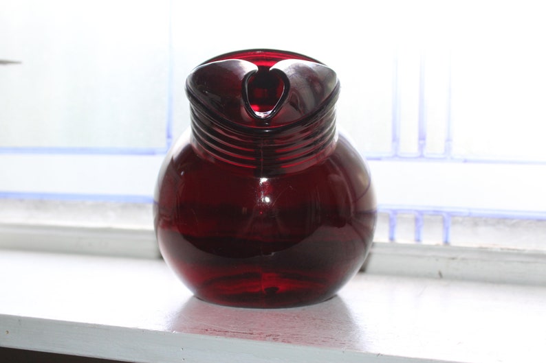 Royal Ruby Red Depression Glass Ball Pitcher Vintage 1930 - Etsy