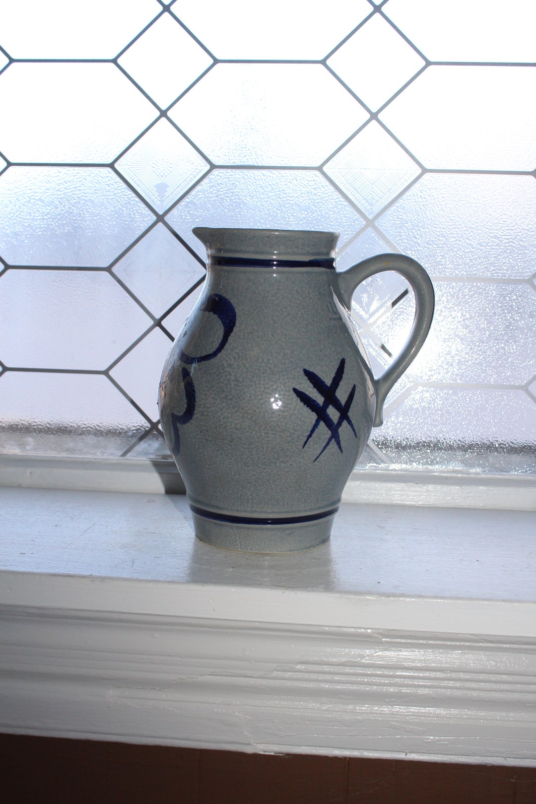 Vintage German Stoneware Crock Pitcher Cobalt Blue Decorated - Etsy