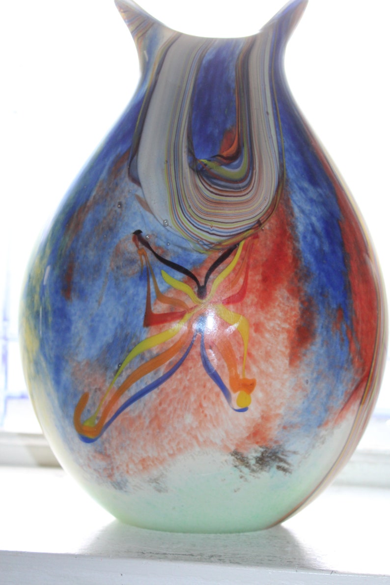 Large Viz Art Glass Vase Hand Blown 11.5 - Etsy