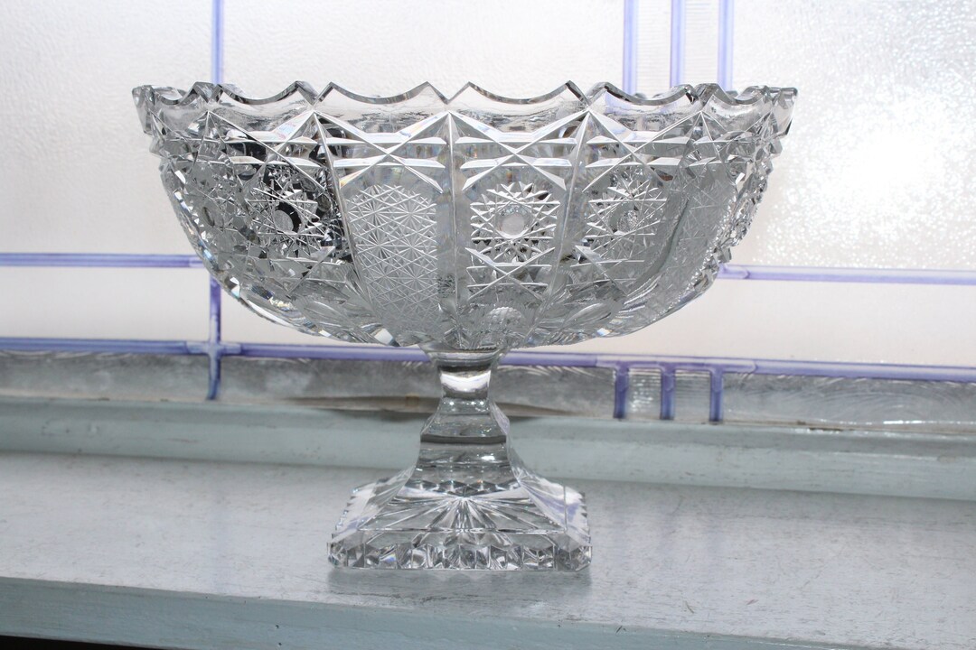 Antique American Brilliant Cut Crystal Compote - Etsy