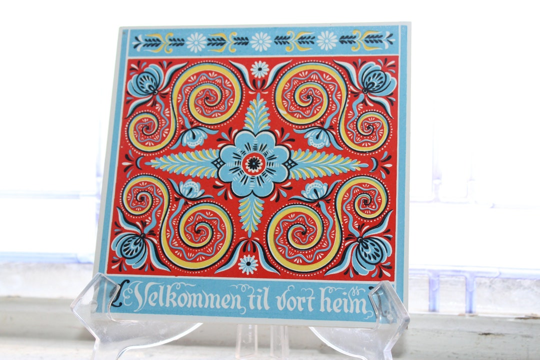 Vintage Norwegian Rosemaled Trivet Tile Berggren Shelton - Etsy