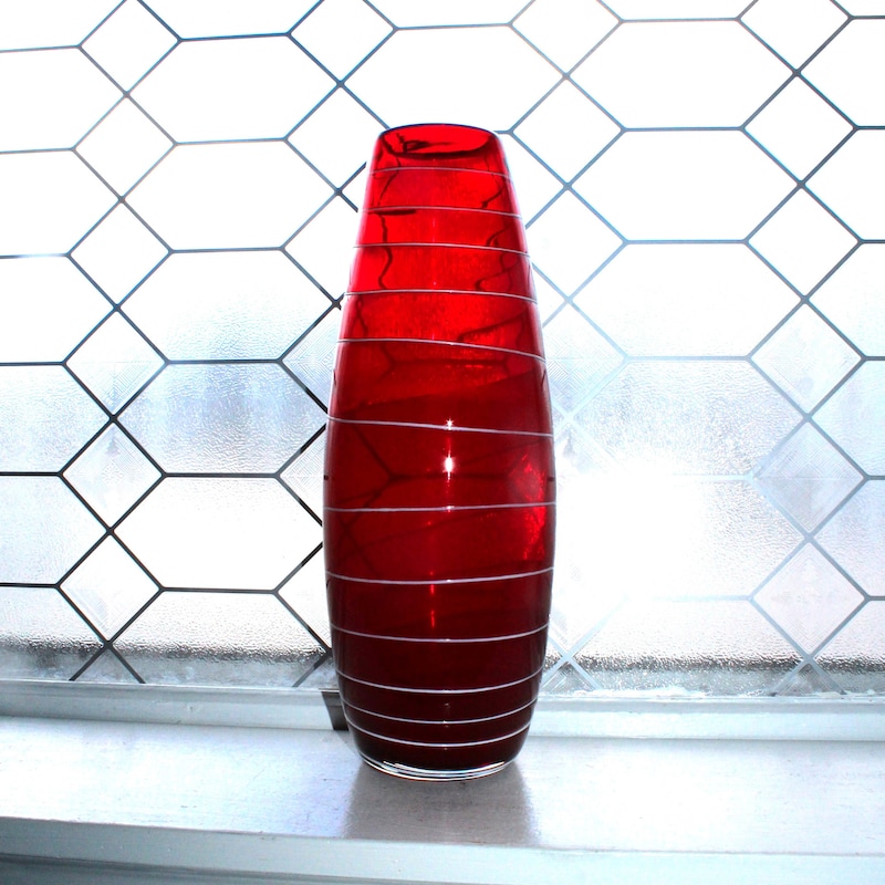 Red Cylinder Vase - Etsy