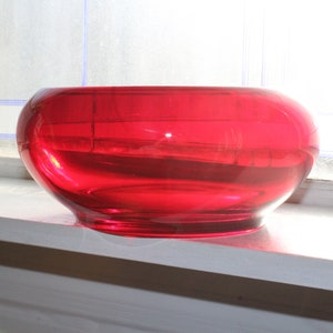 Large Vintage Ruby Red Art Glass Bowl - Etsy