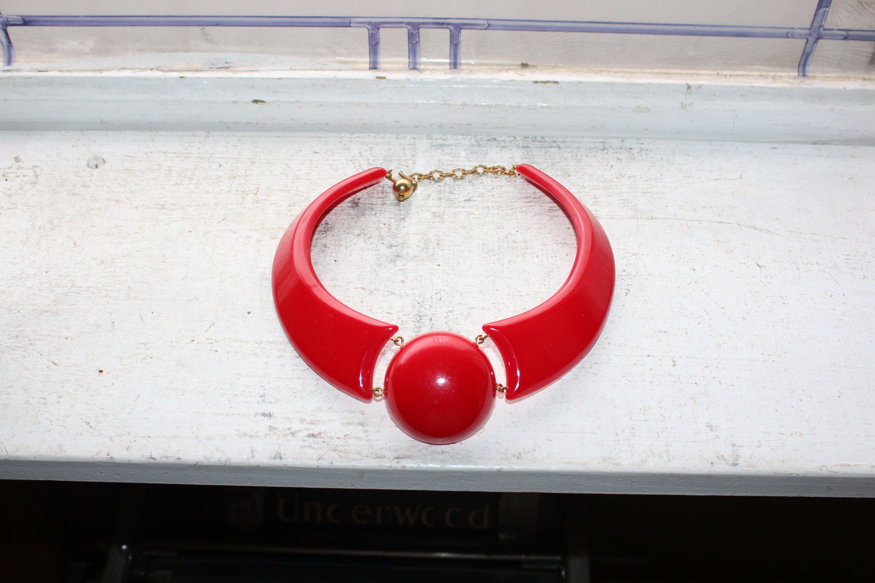 Vintage Cherry Red Bakelite Necklace 1930s Art Deco Jewelry
