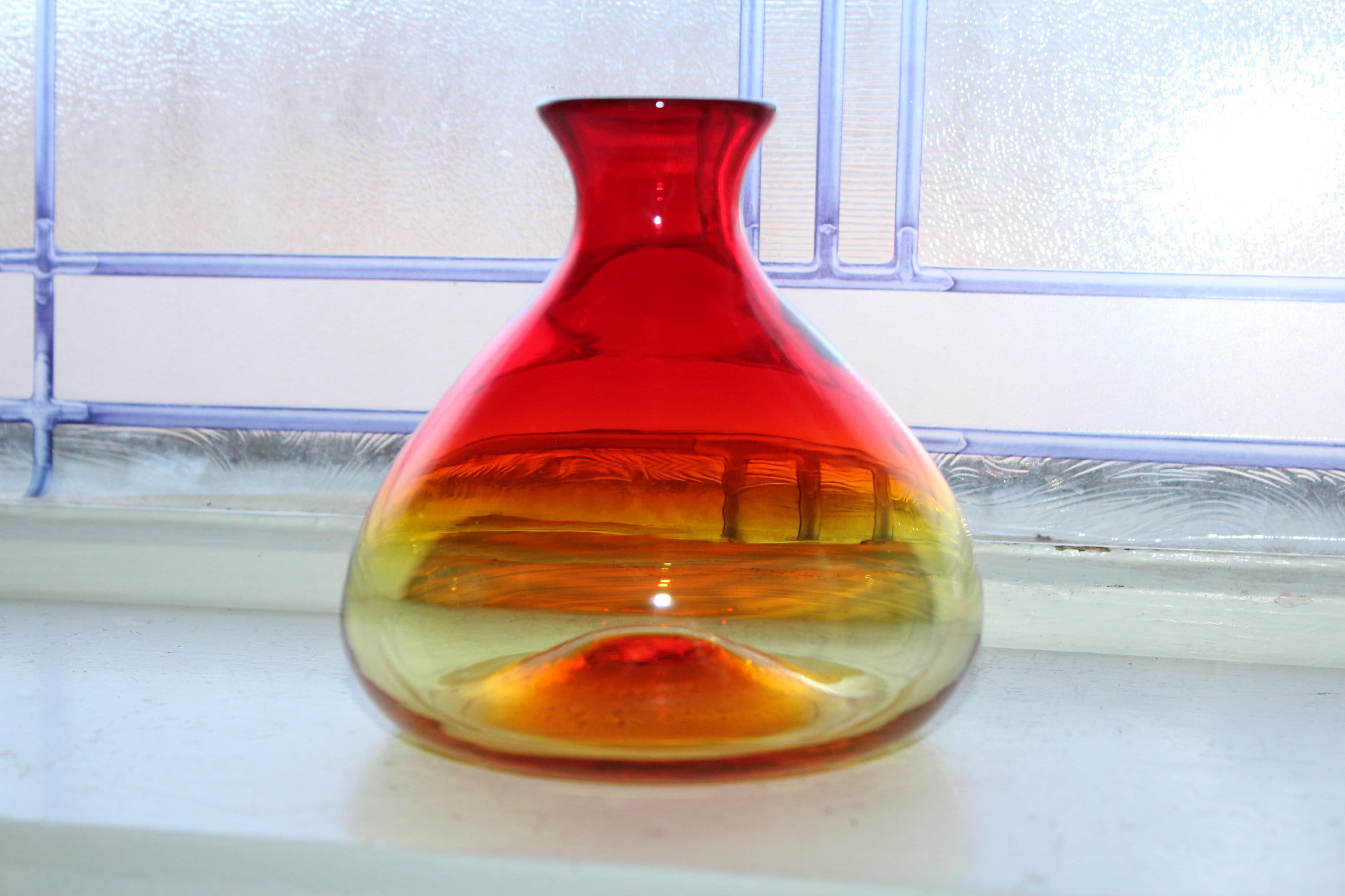Vintage Mid Century Amberina Glass Vase