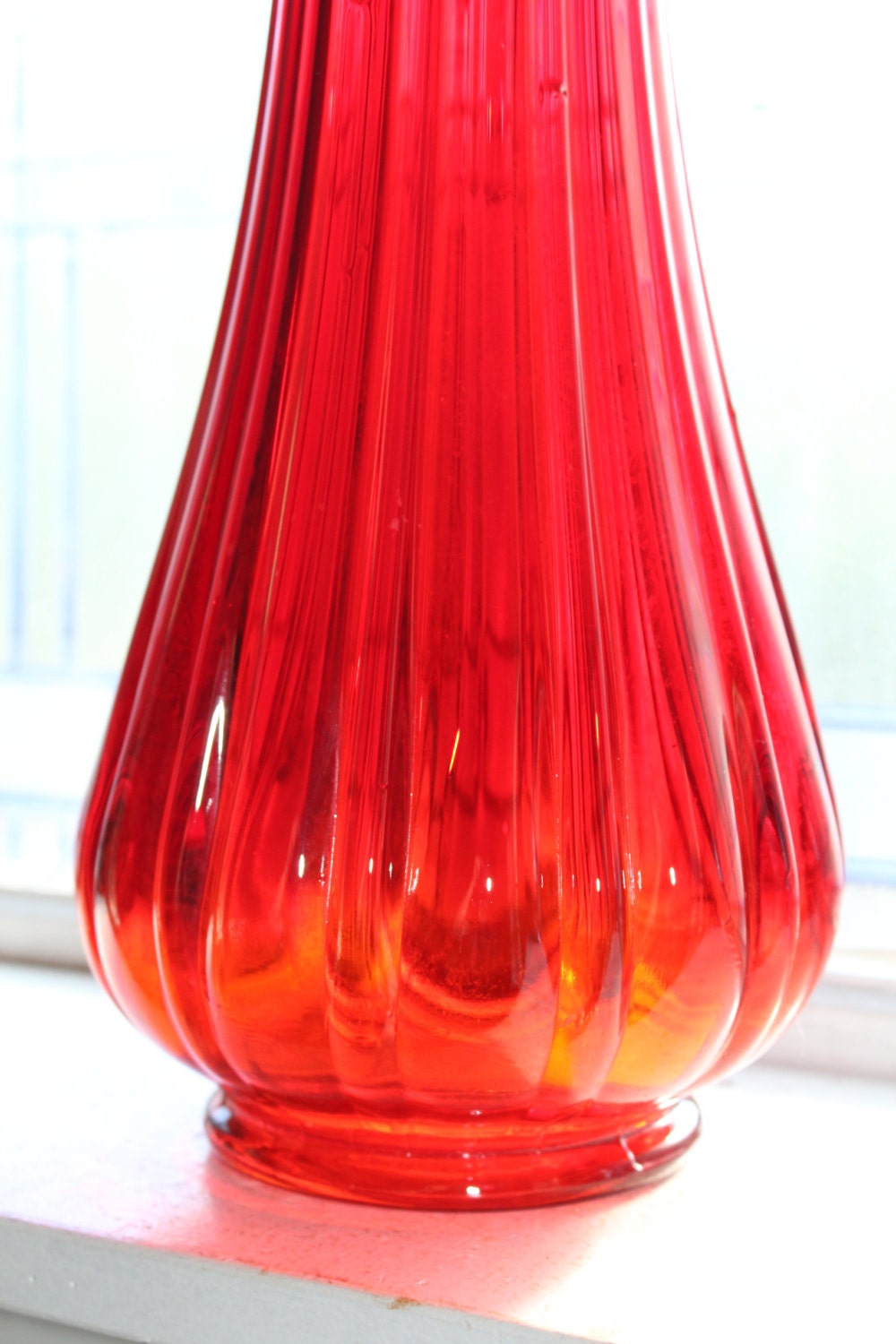 Large Vintage 1960s Red Amberina Vase 27 L E Smith Mid Century Modern ...