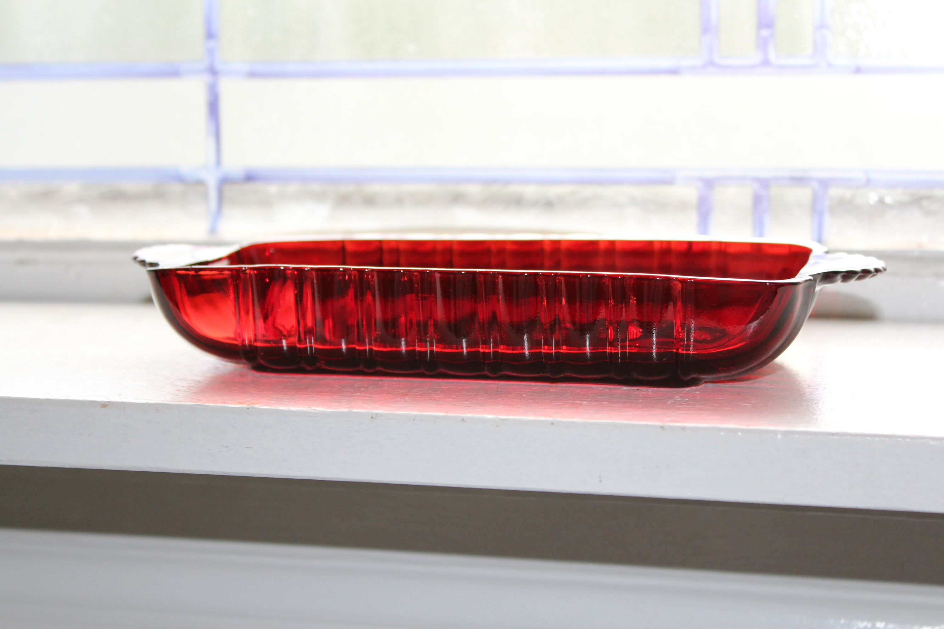 Royal Ruby Red Glass Relish Dish Vintage Serving Piece