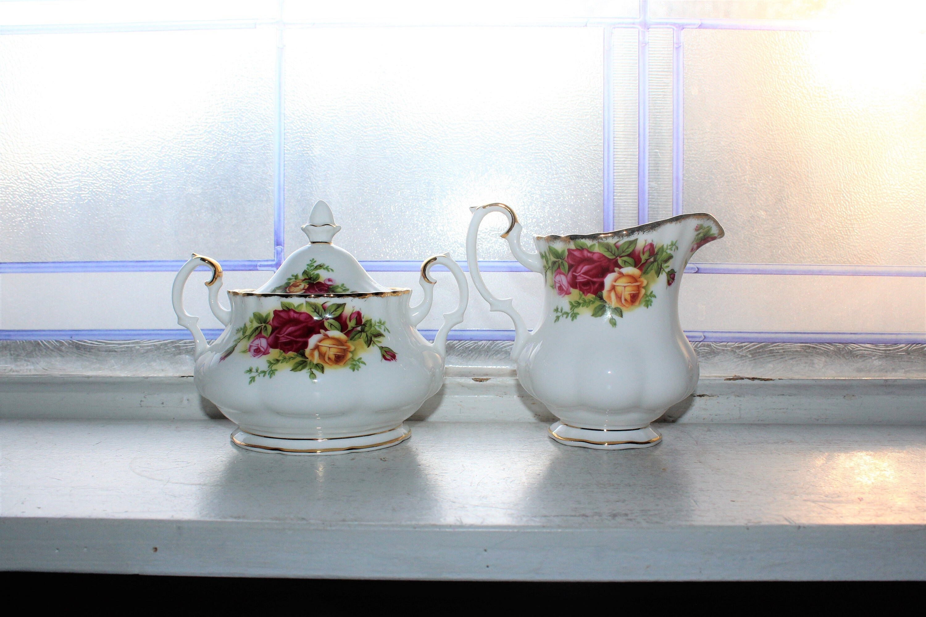 Royal Albert Old Country Roses Creamer and Sugar Bowl
