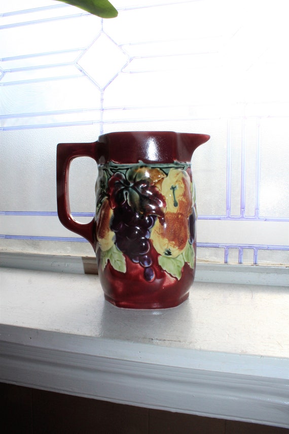 Vintage Bern Czech Pitcher With Fruit Decoration - Etsy