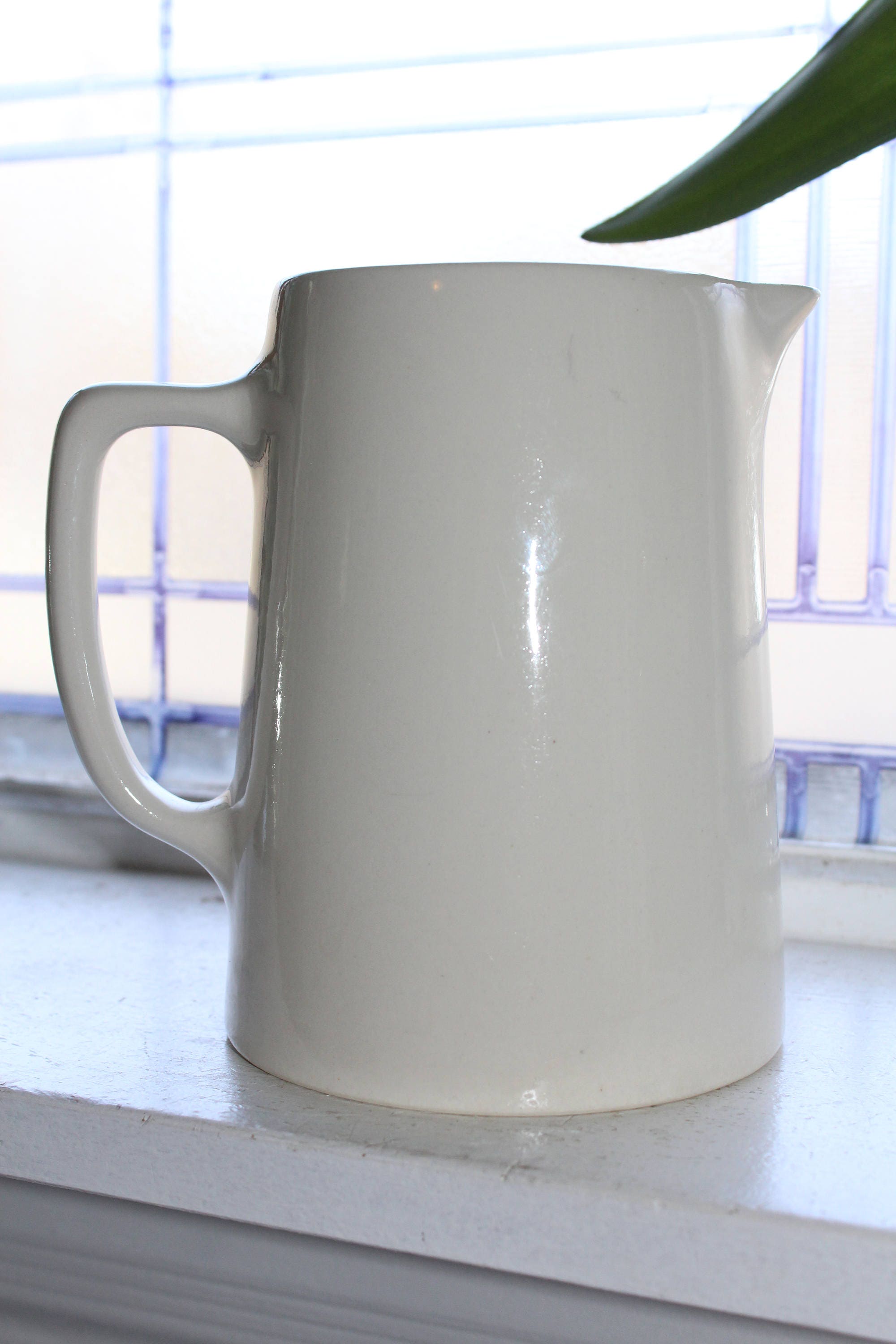 Vintage White Ironstone Milk Pitcher Rustic Farmhouse Decor