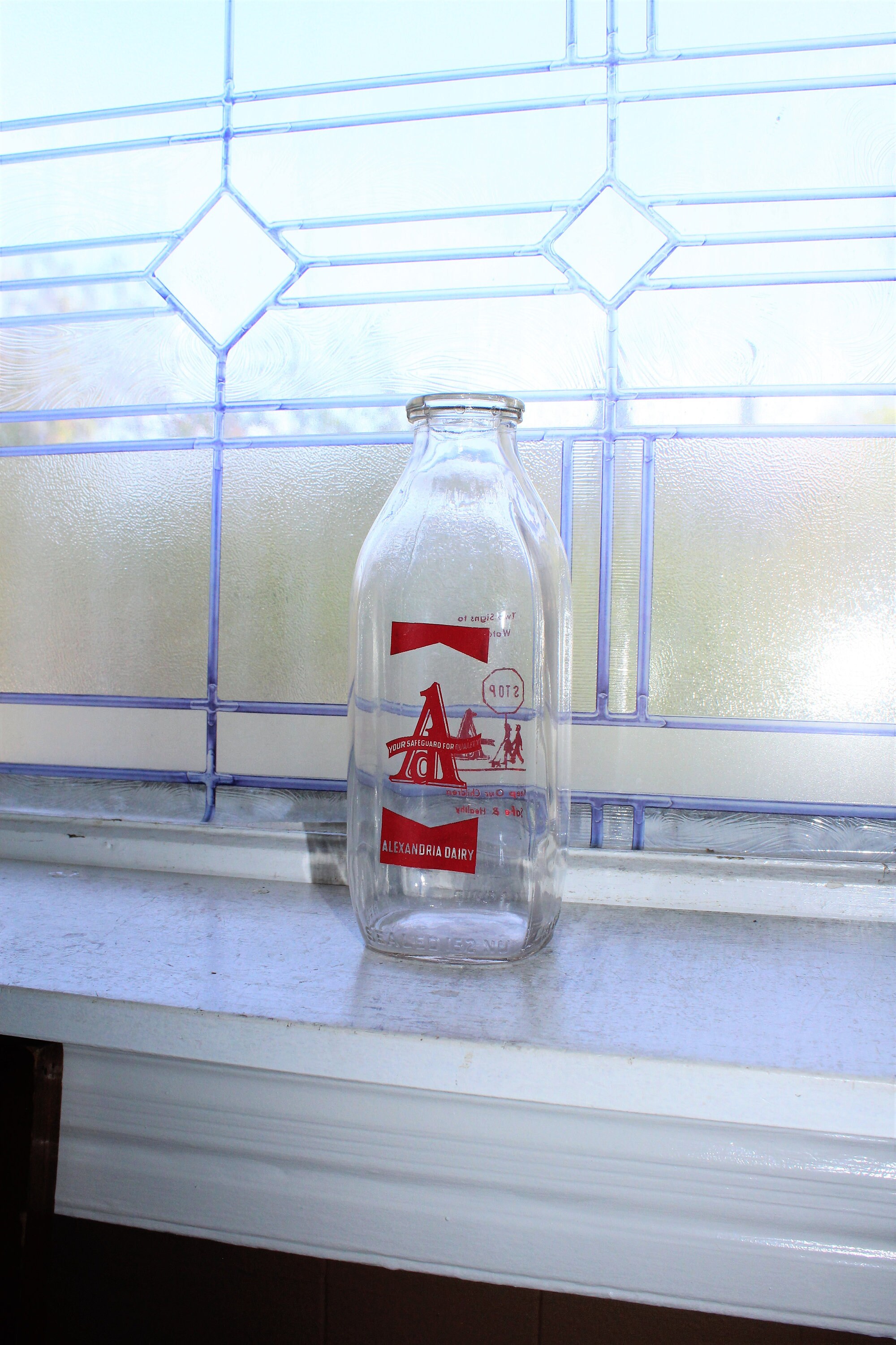 Vintage Milk Bottle Square Quart Alexandria Dairy Minnesota