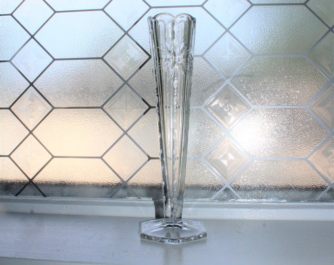 Large Antique Cut Crystal Bud Vase Star and Cable - Etsy