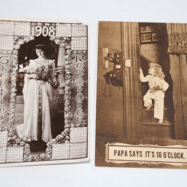 Antique Postcards With Calendar - Etsy