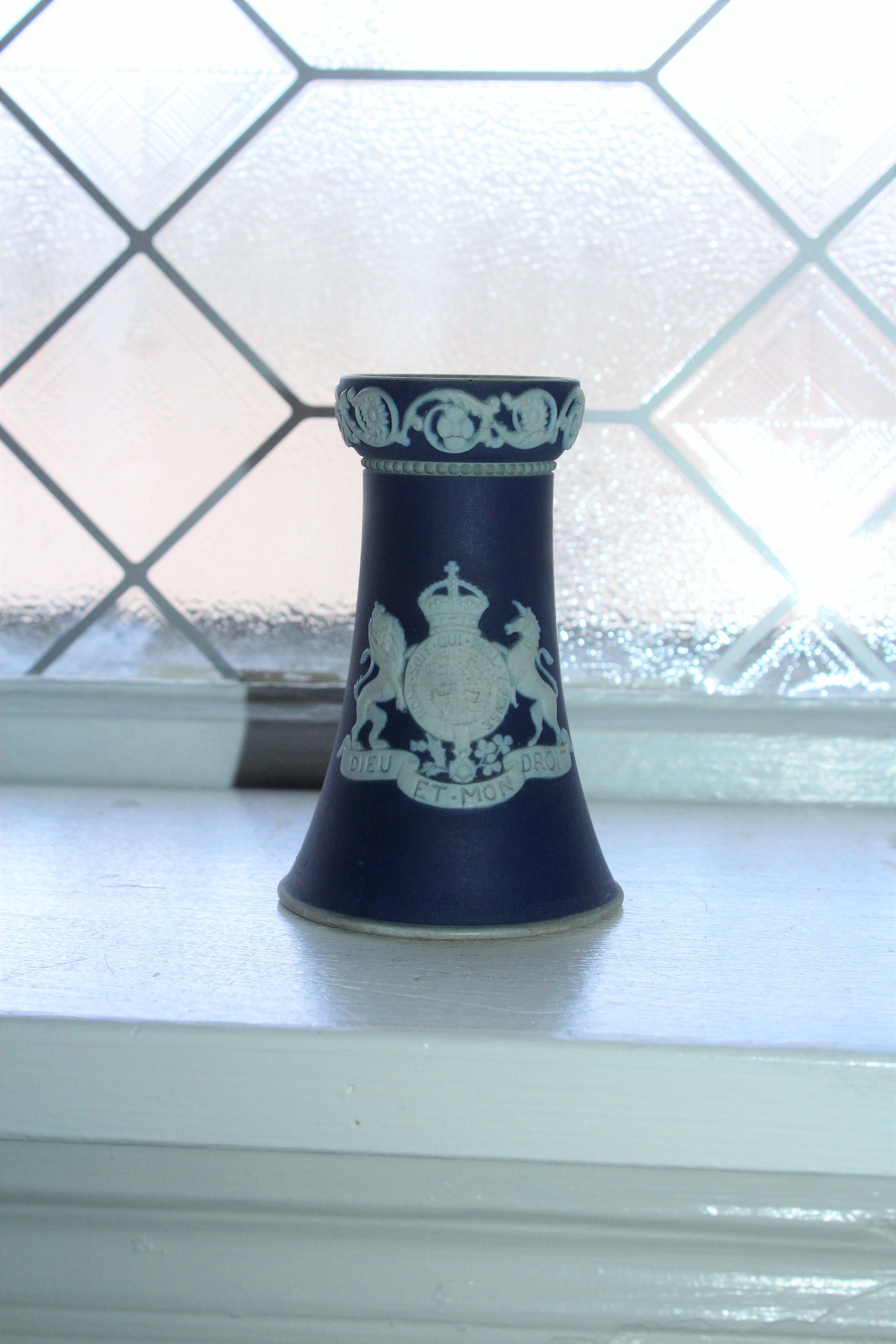 Antique Blue Jasperware Spill Vase Adams Tunstall England