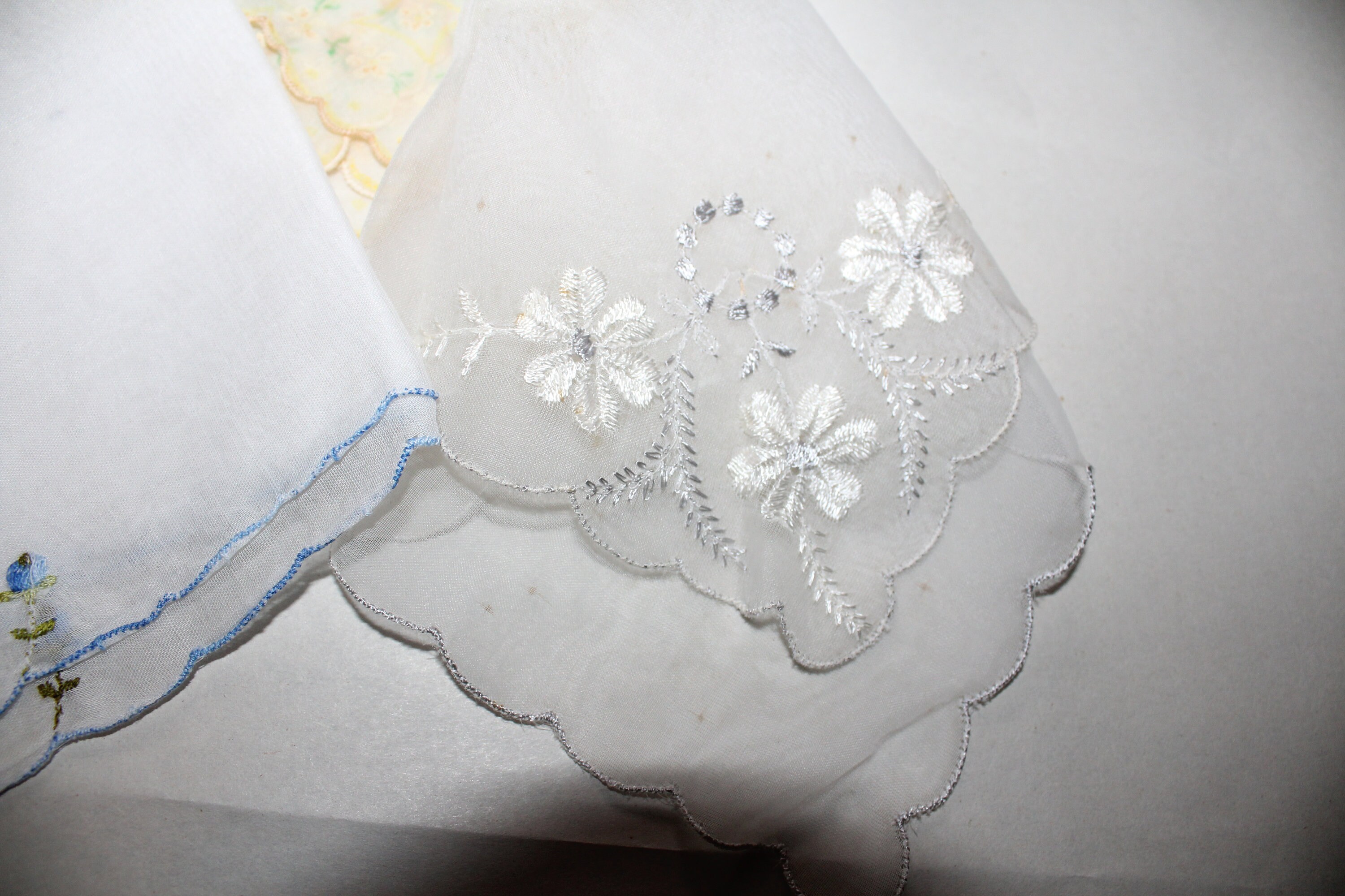 5 Vintage Ladies Silk Handkerchiefs