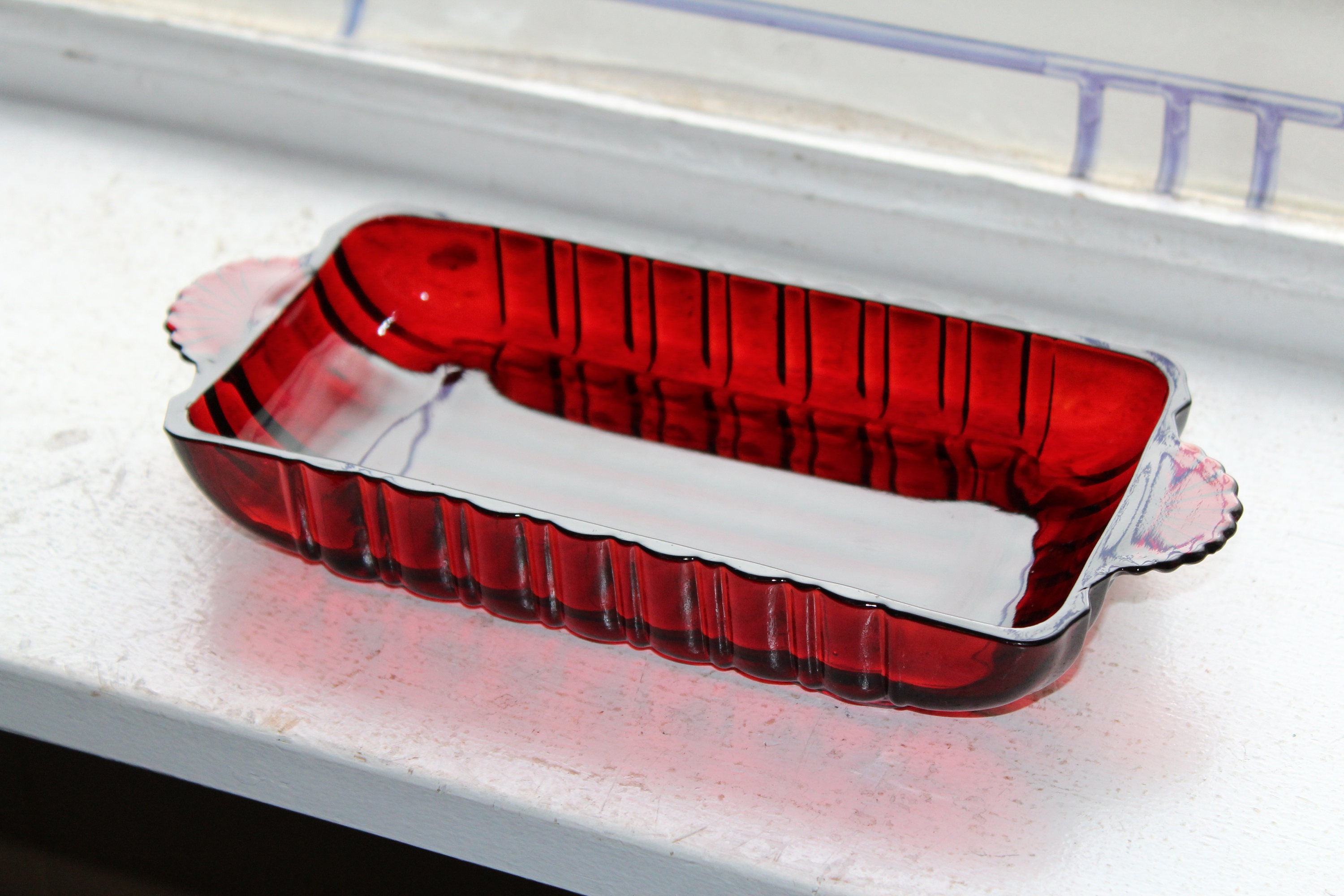 Royal Ruby Red Glass Relish Dish Vintage Serving Piece
