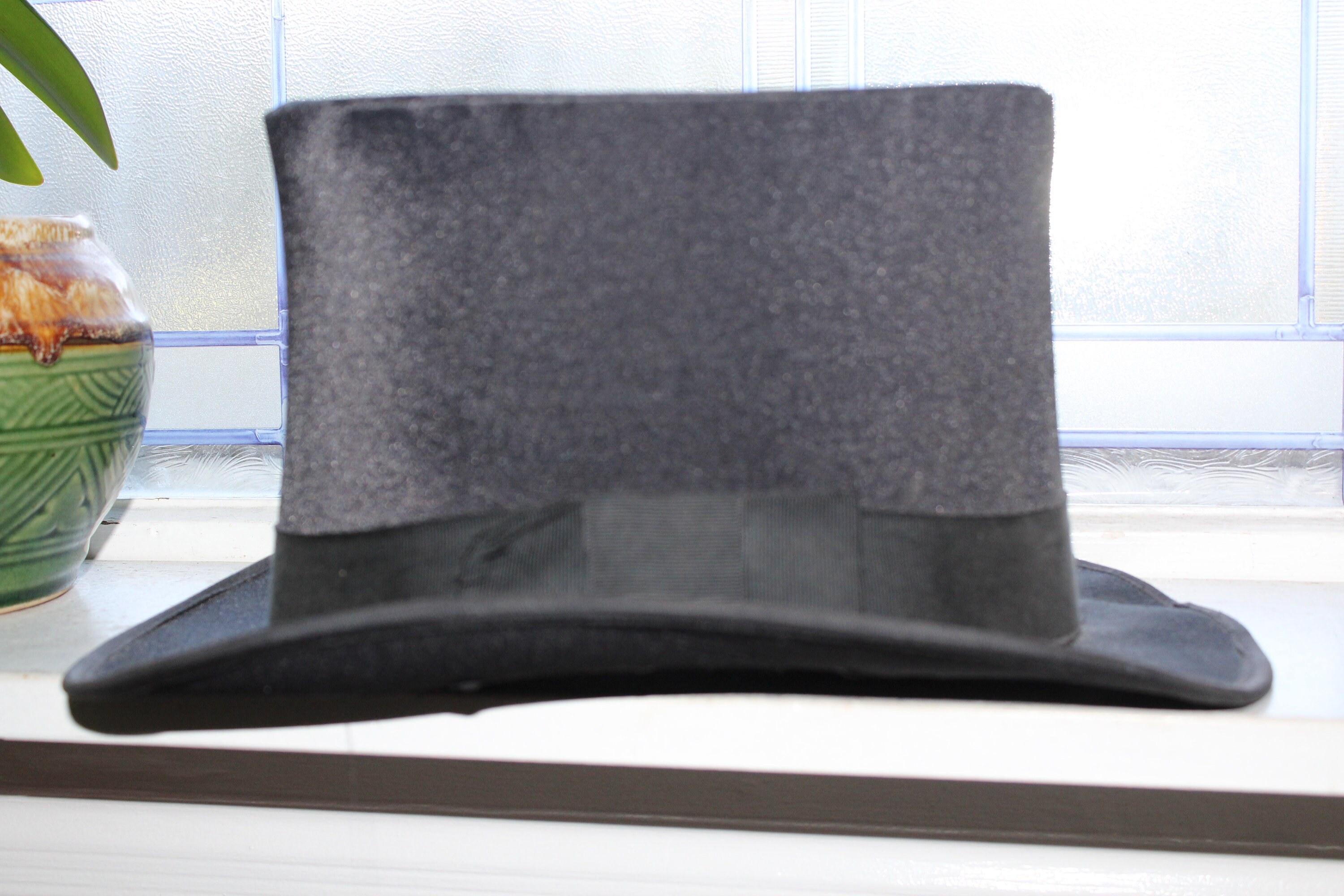 Antique Top Hat Black Silk Edwardian Gentleman Early 1900s Size Large