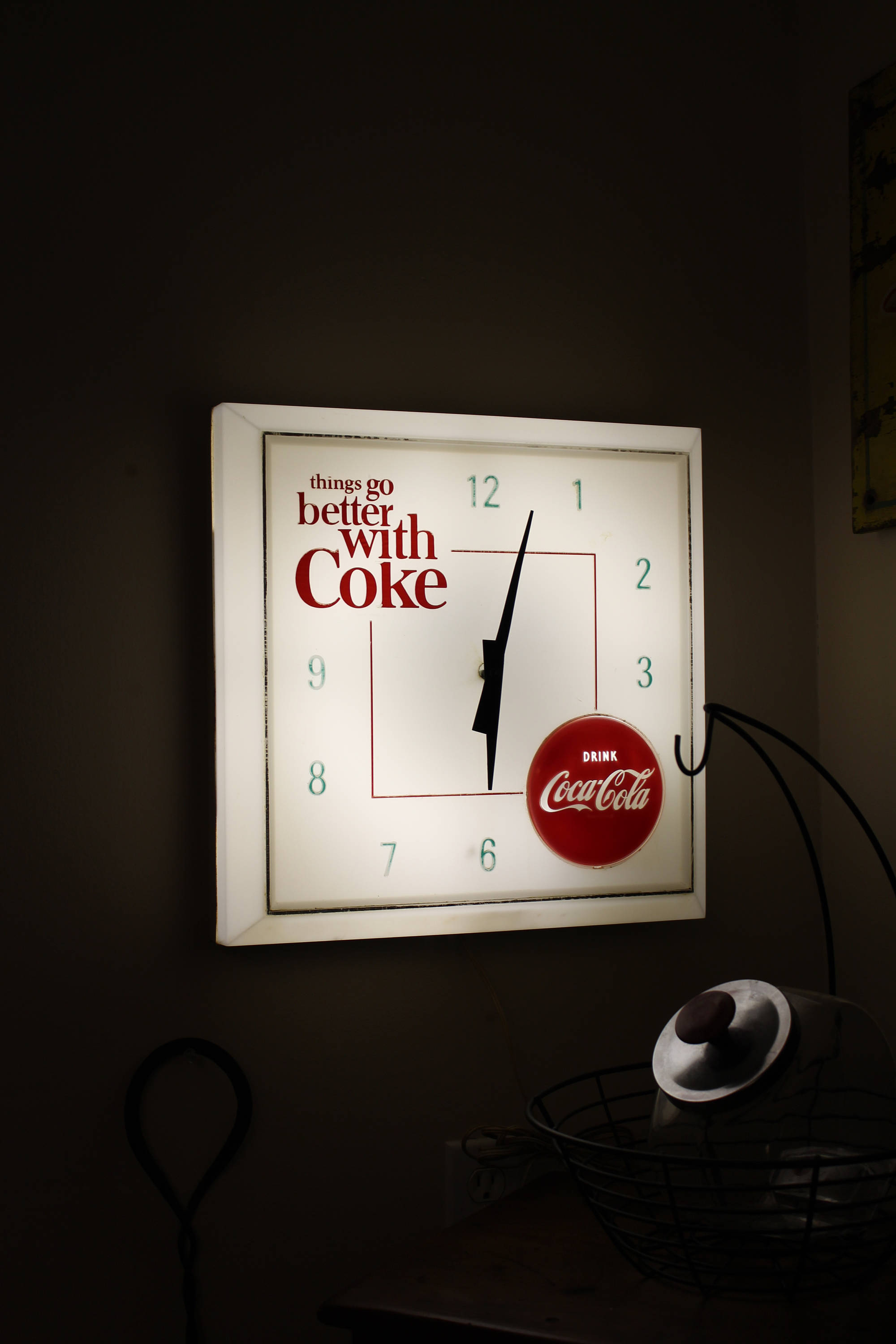 1960s Coca Cola Clock Vintage Light Up Things Go Better With Coke