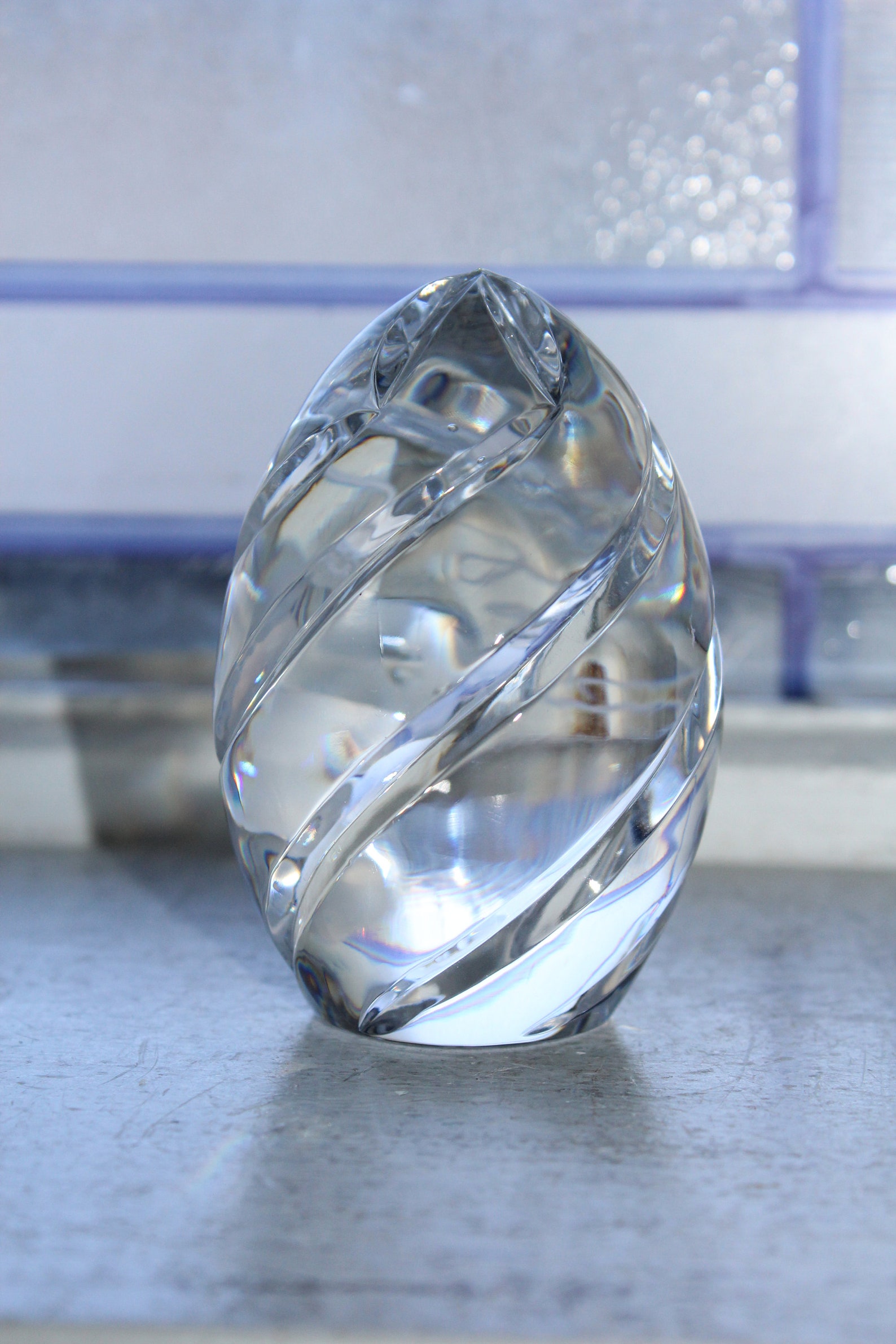 Cut Crystal Egg Paperweight With Grapes Pattern by Sullivan - Etsy