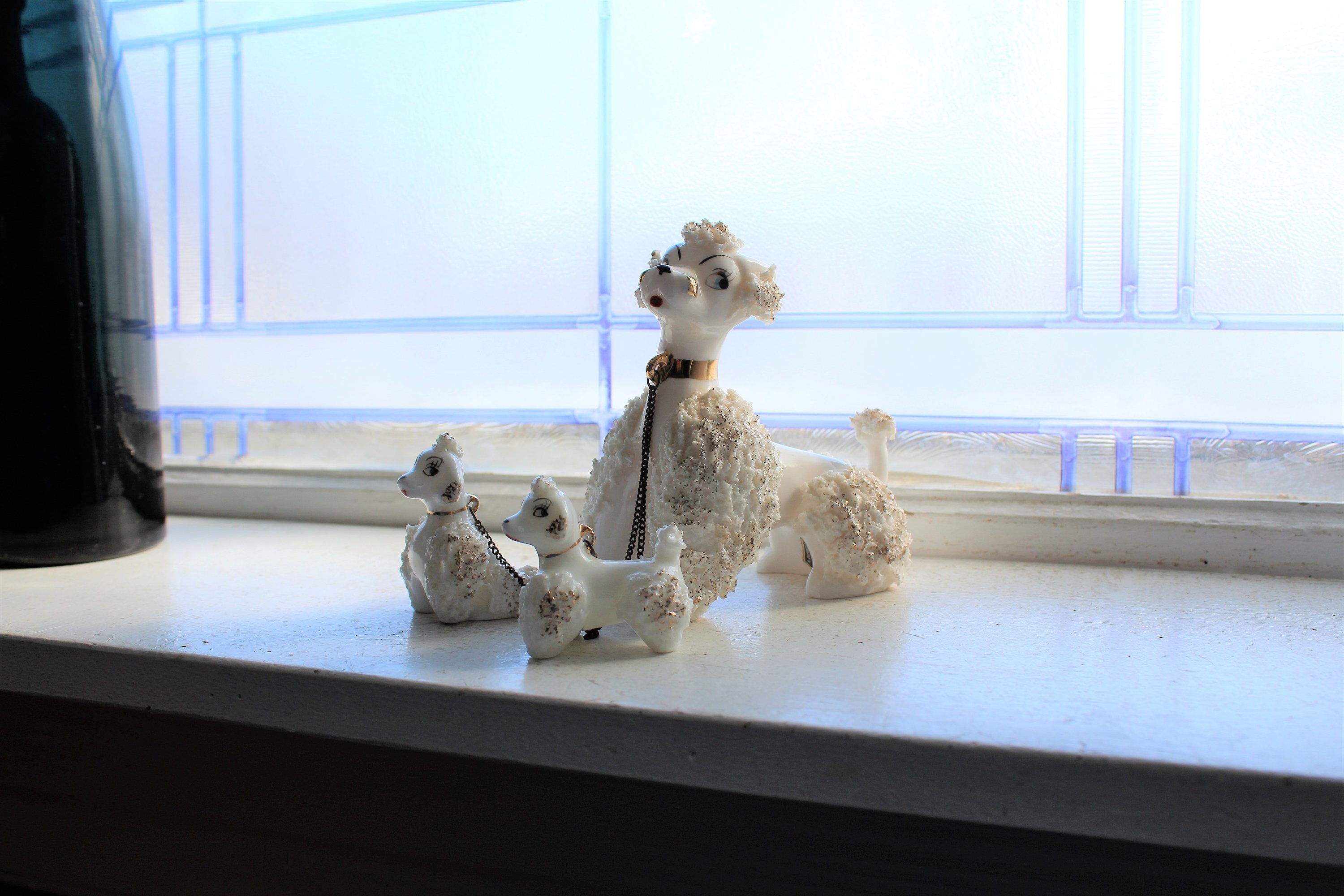 Vintage Spaghetti Poodle Figurine Trio 1950s