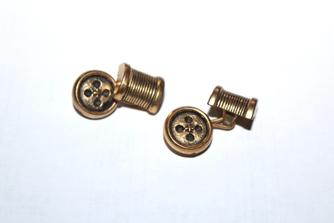 Vintage Men's Cufflinks Button and Thread Spool - Etsy