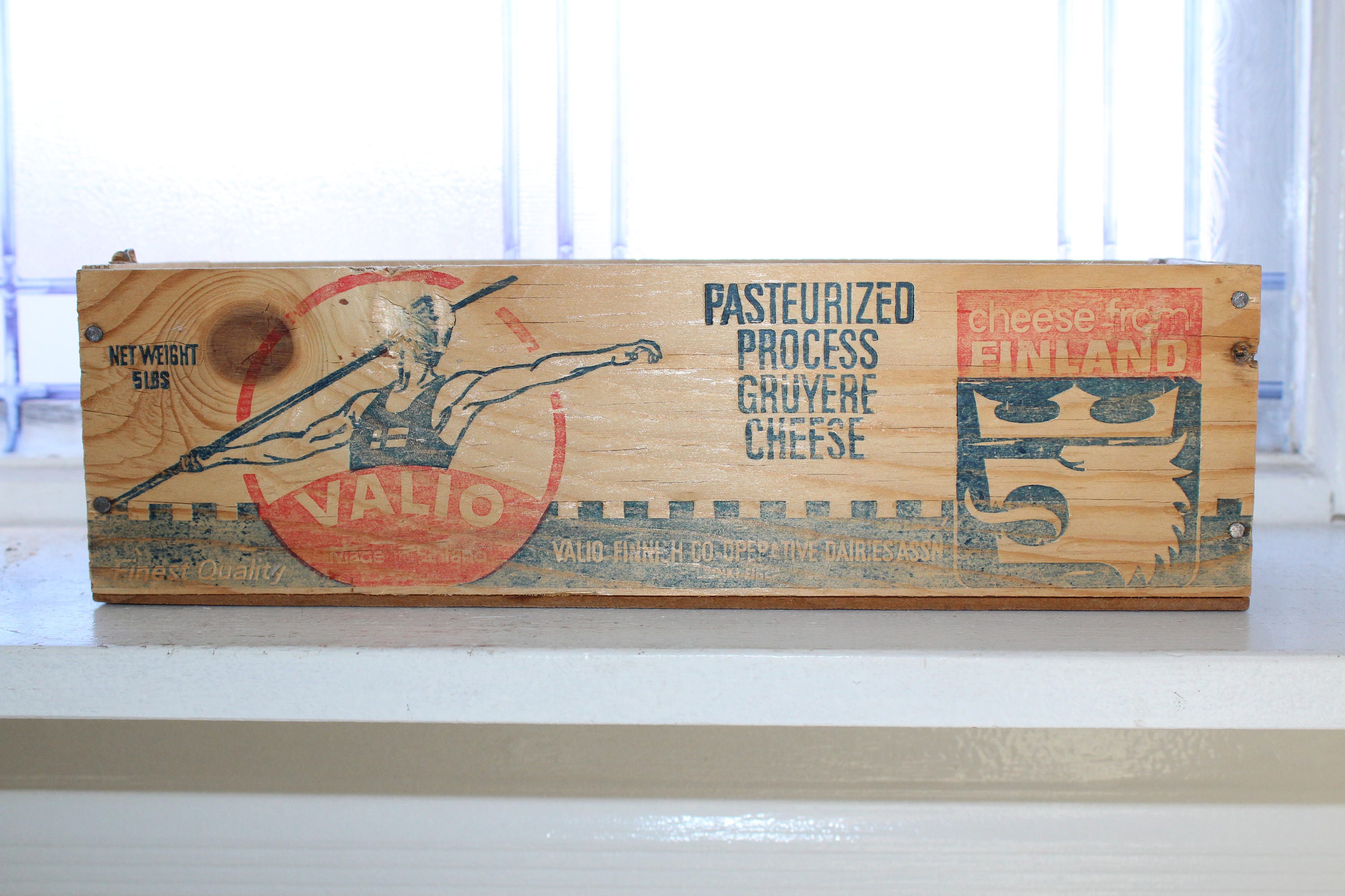 Vintage Wood Cheese Box Valio Cheese 5 Lb Size