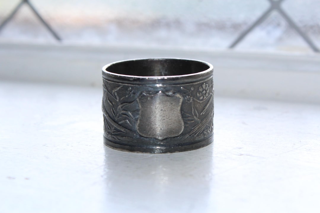Antique Victorian Napkin Ring Embossed Silverplate Shield and Birds - Etsy